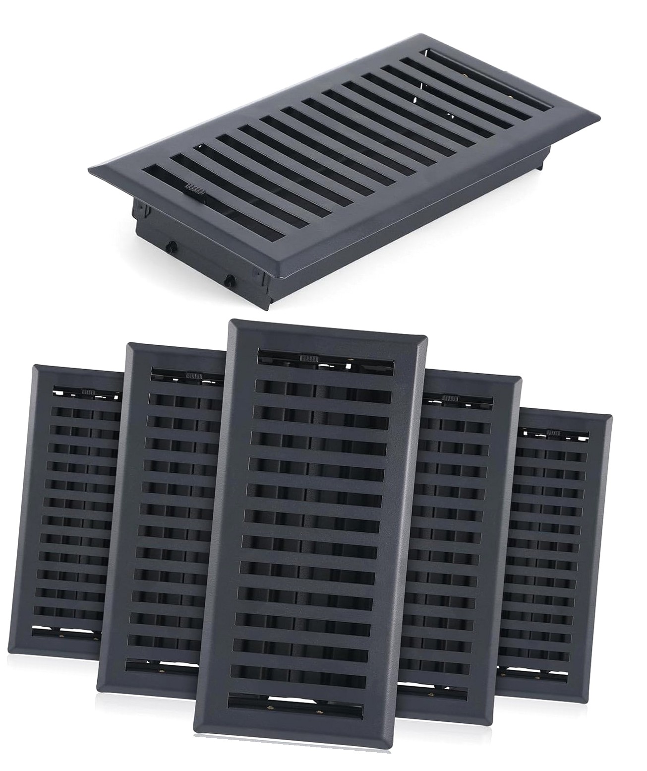 Fuliko 6 Pieces Floor Register 4" 10" Vent Covers Floor Register Metal ...