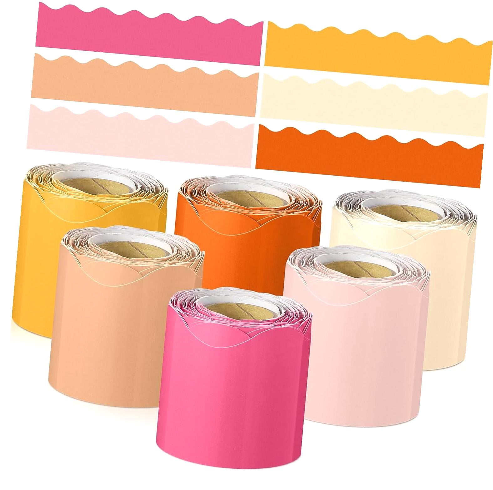 Fuliko 6 Rolls 196.8 Feet Colorful Bulletin Board Borders Scalloped ...