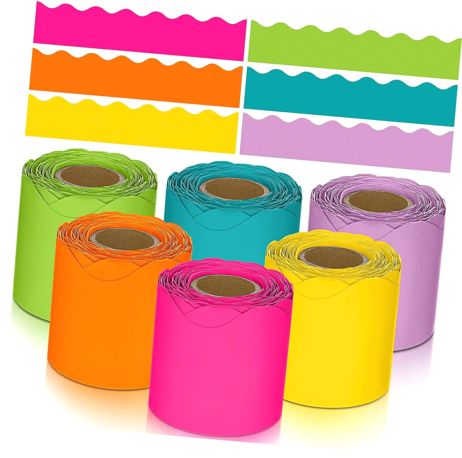 Fuliko 6 Rolls 196.8 Feet Colorful Bulletin Board Borders Scalloped ...
