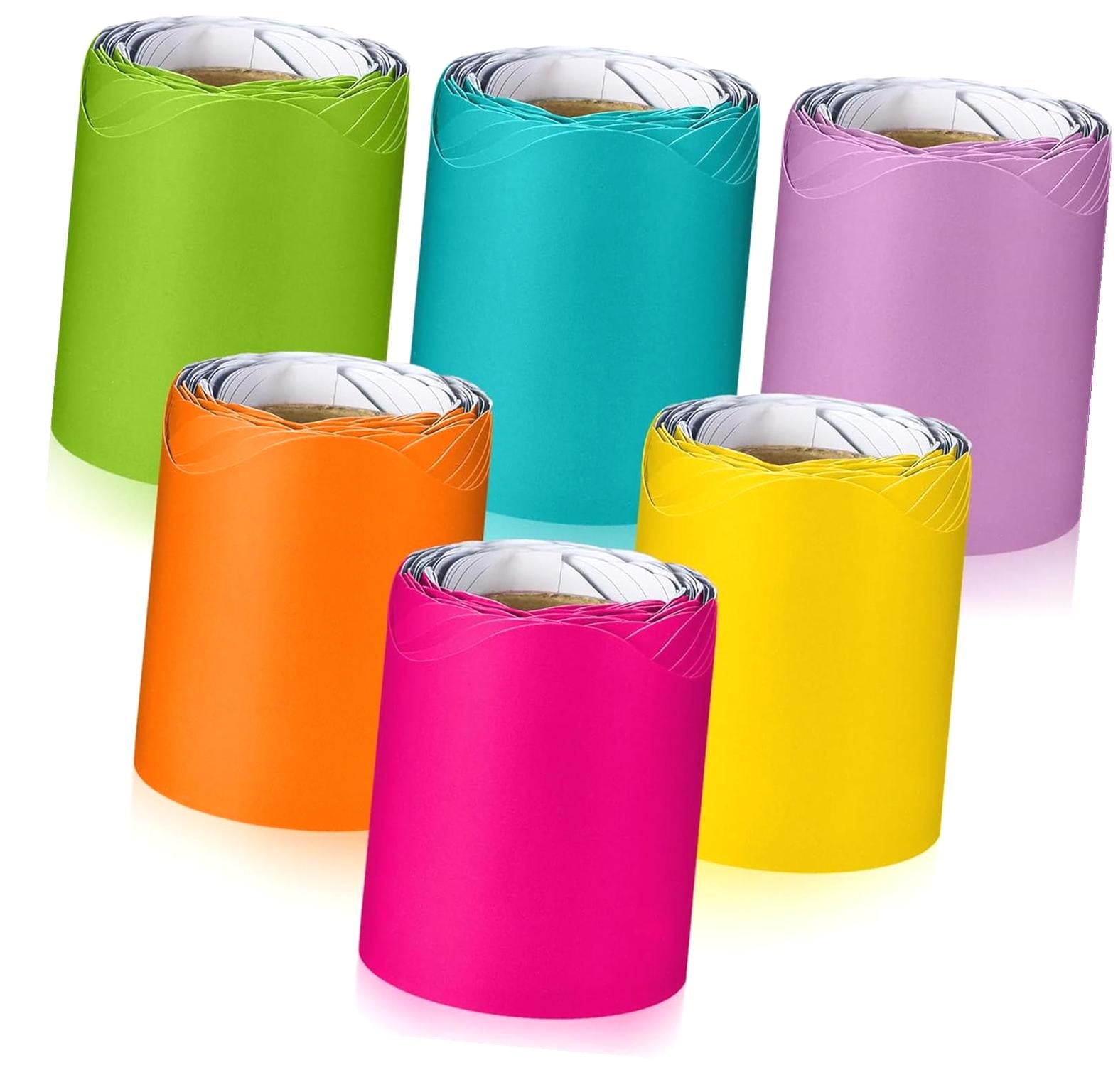 Fuliko 6 Rolls 98.4 Feet Colorful Bulletin Board Borders Scalloped Trim ...