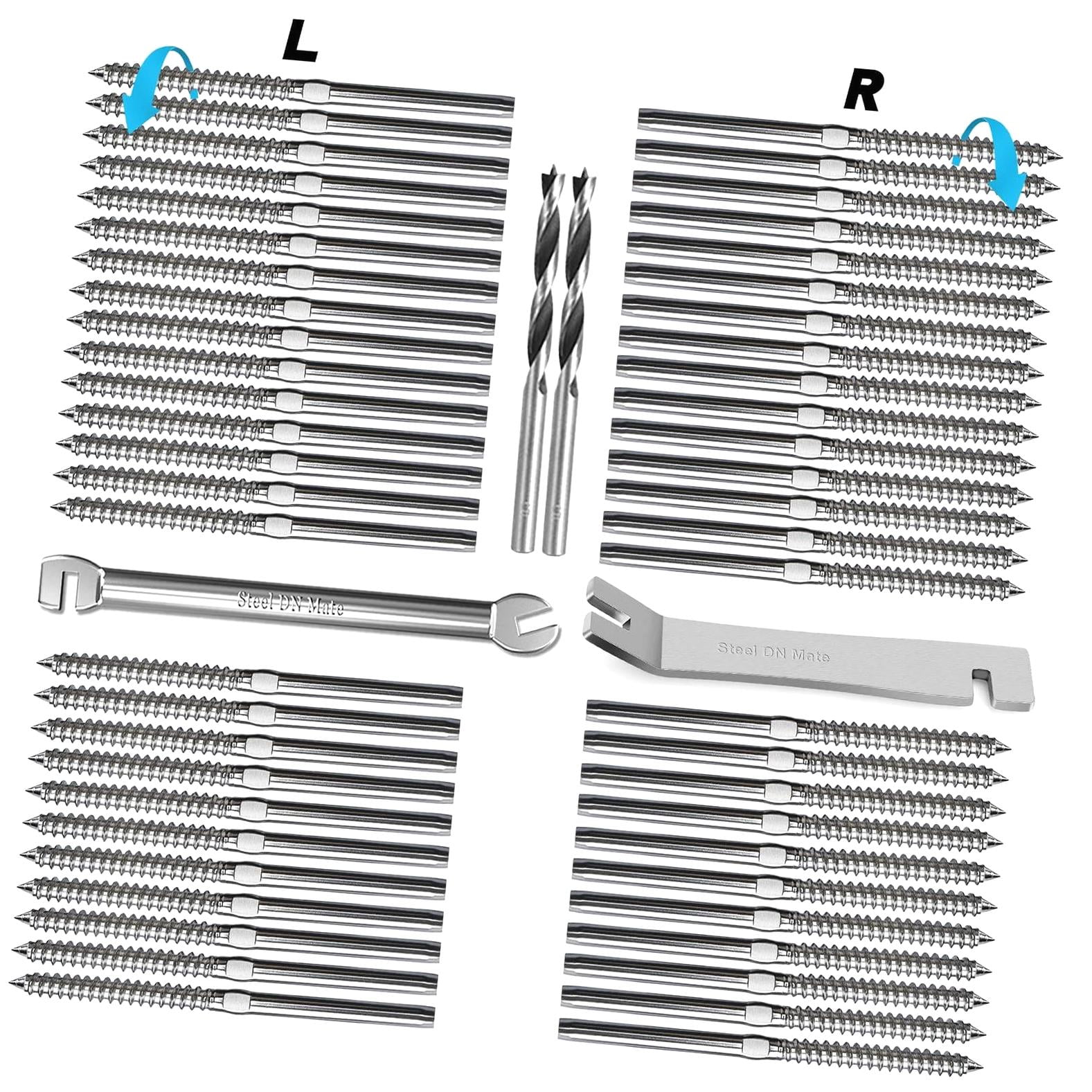 Fuliko 60 Pack T316 Stainless Steel Left&Right Handed Thread Swage Lag ...