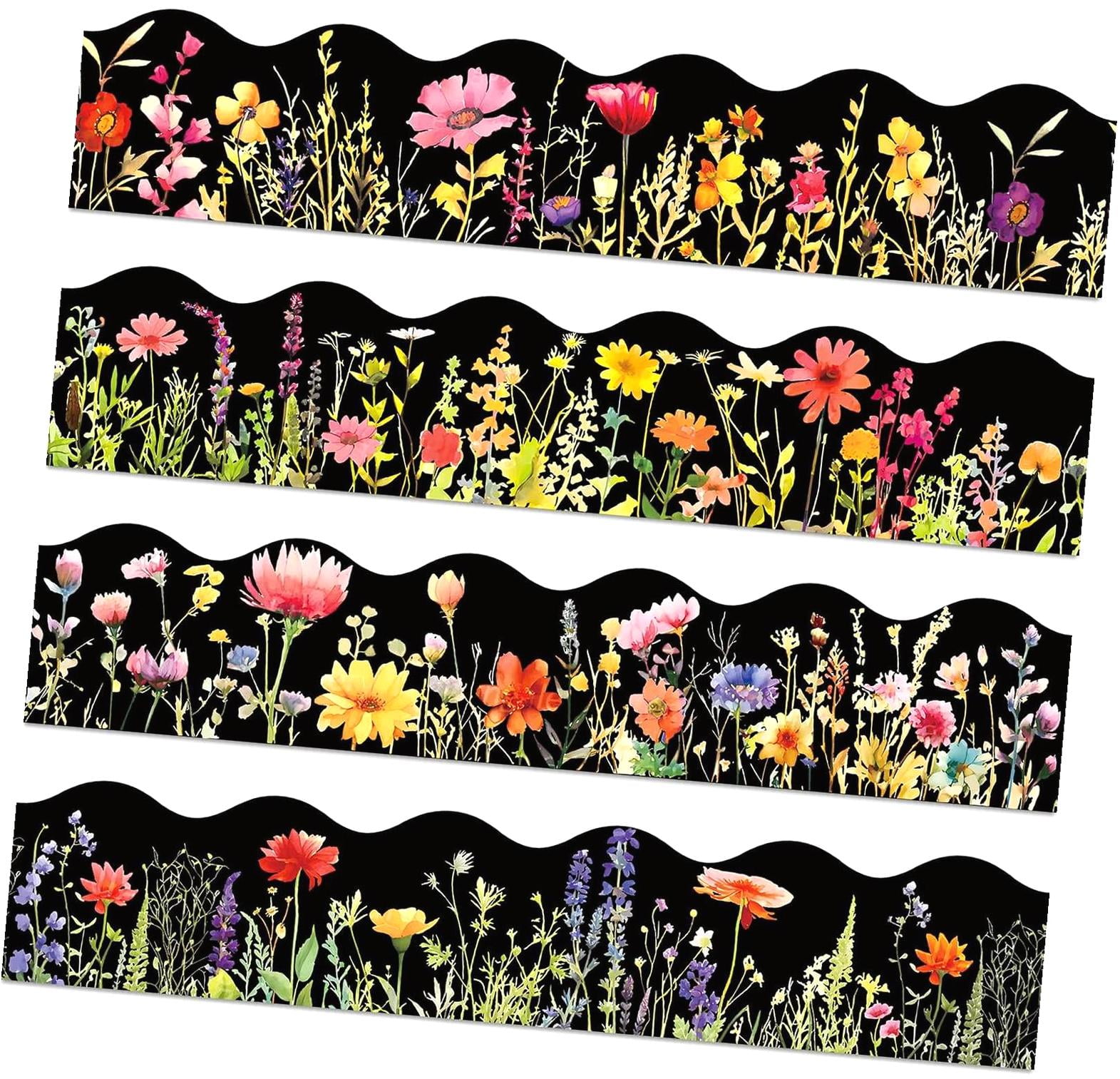 Fuliko 60 Pcs Floral Bulletin Board Borders Wild Scalloped Self ...