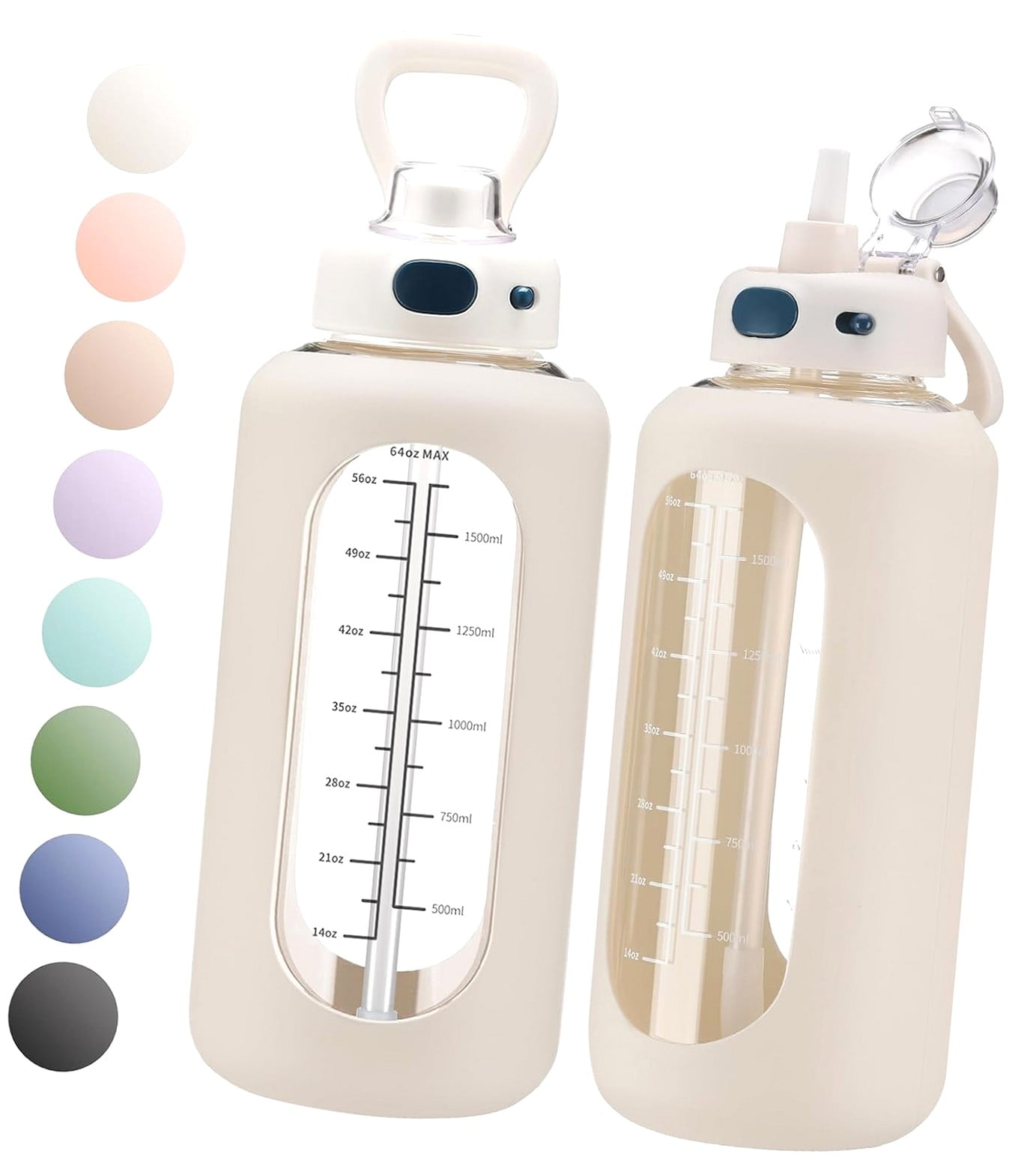 Fuliko 64 oz Water with Handle Half Gallon Large Water Container with ...