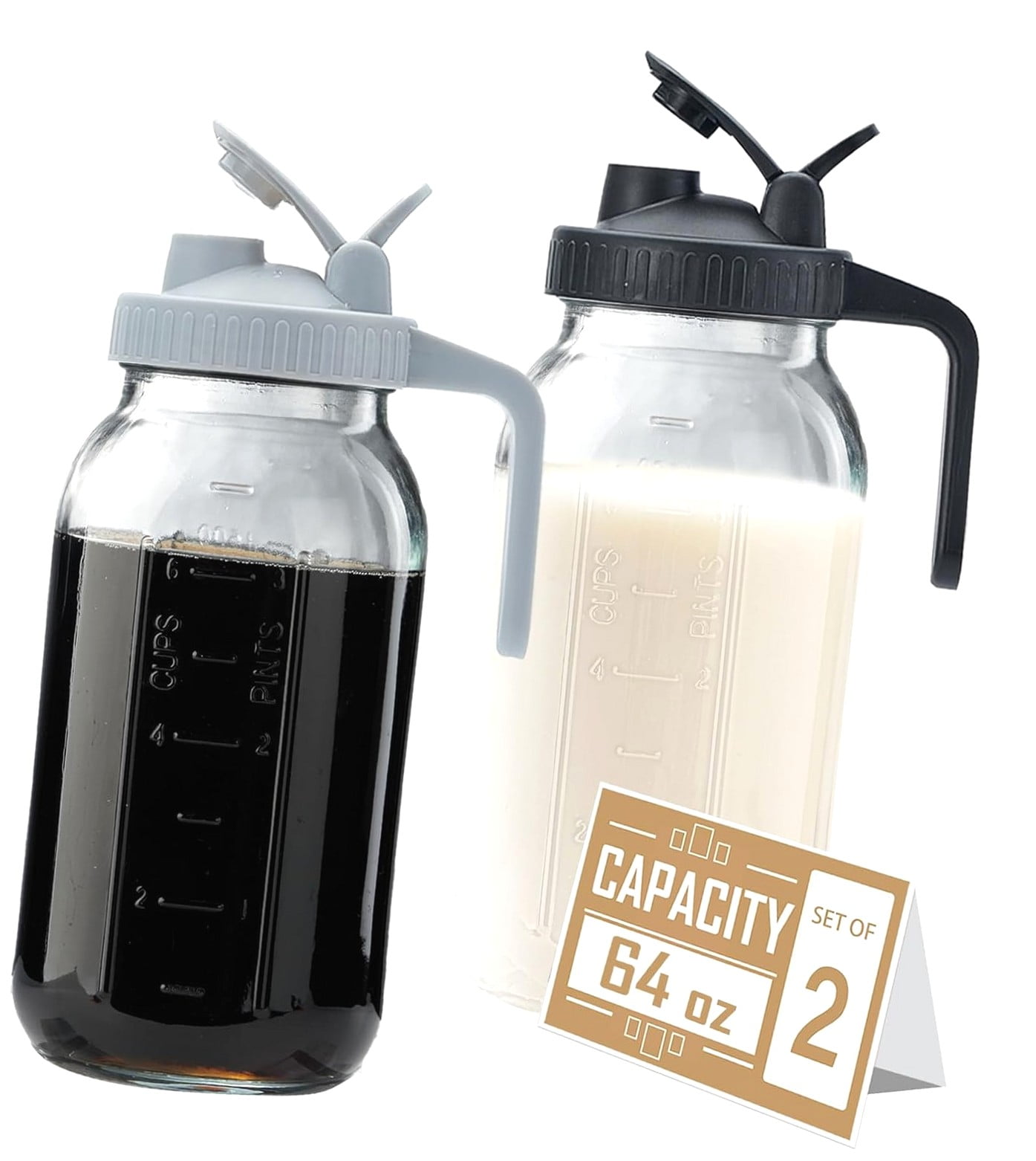 Fuliko 64oz Pitcher with Lid 2 Quart Pitcher with Spout, Milk Container ...