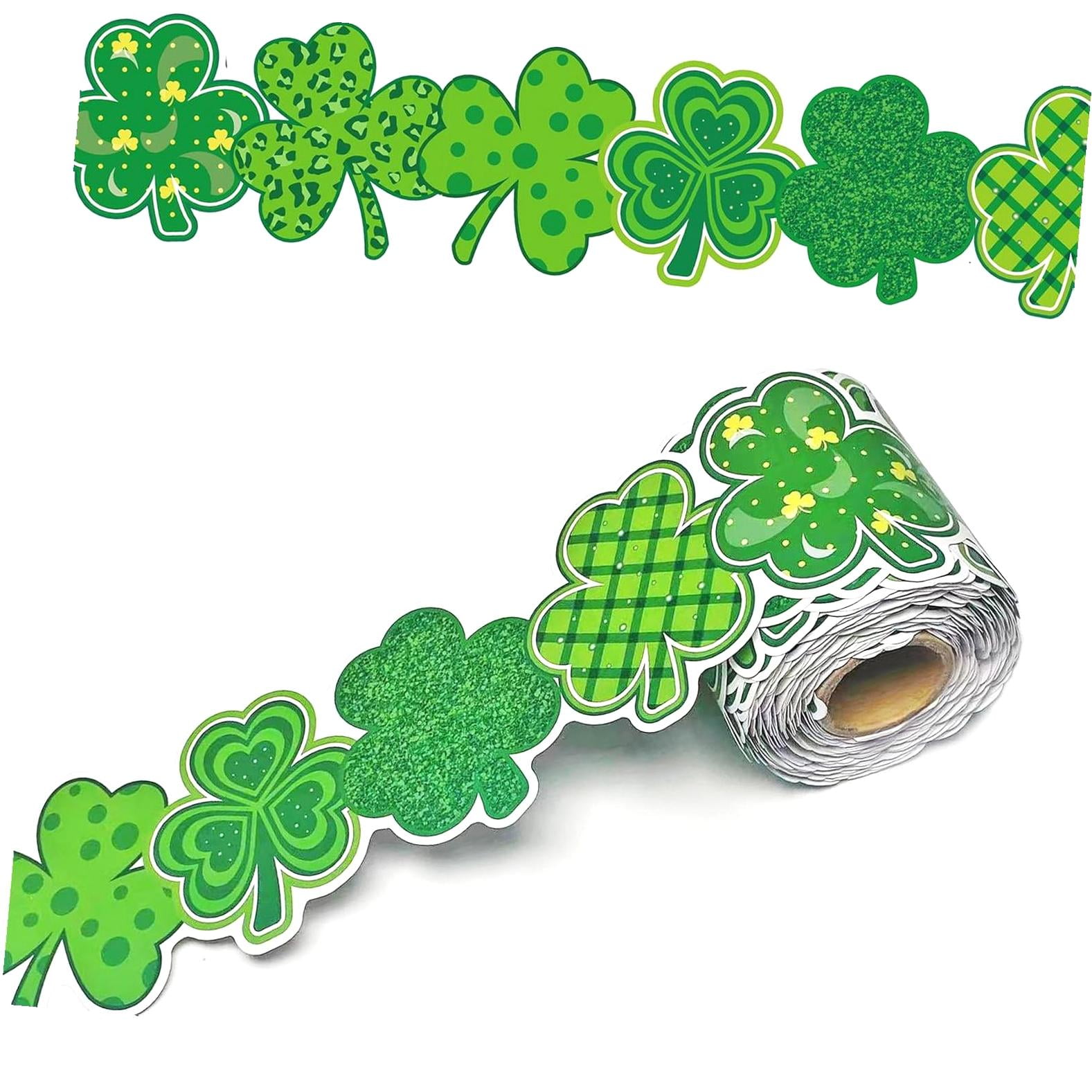 Fuliko 68.9 Feet 's Day Shamrock Bulletin Board Borders, Irish Paper ...
