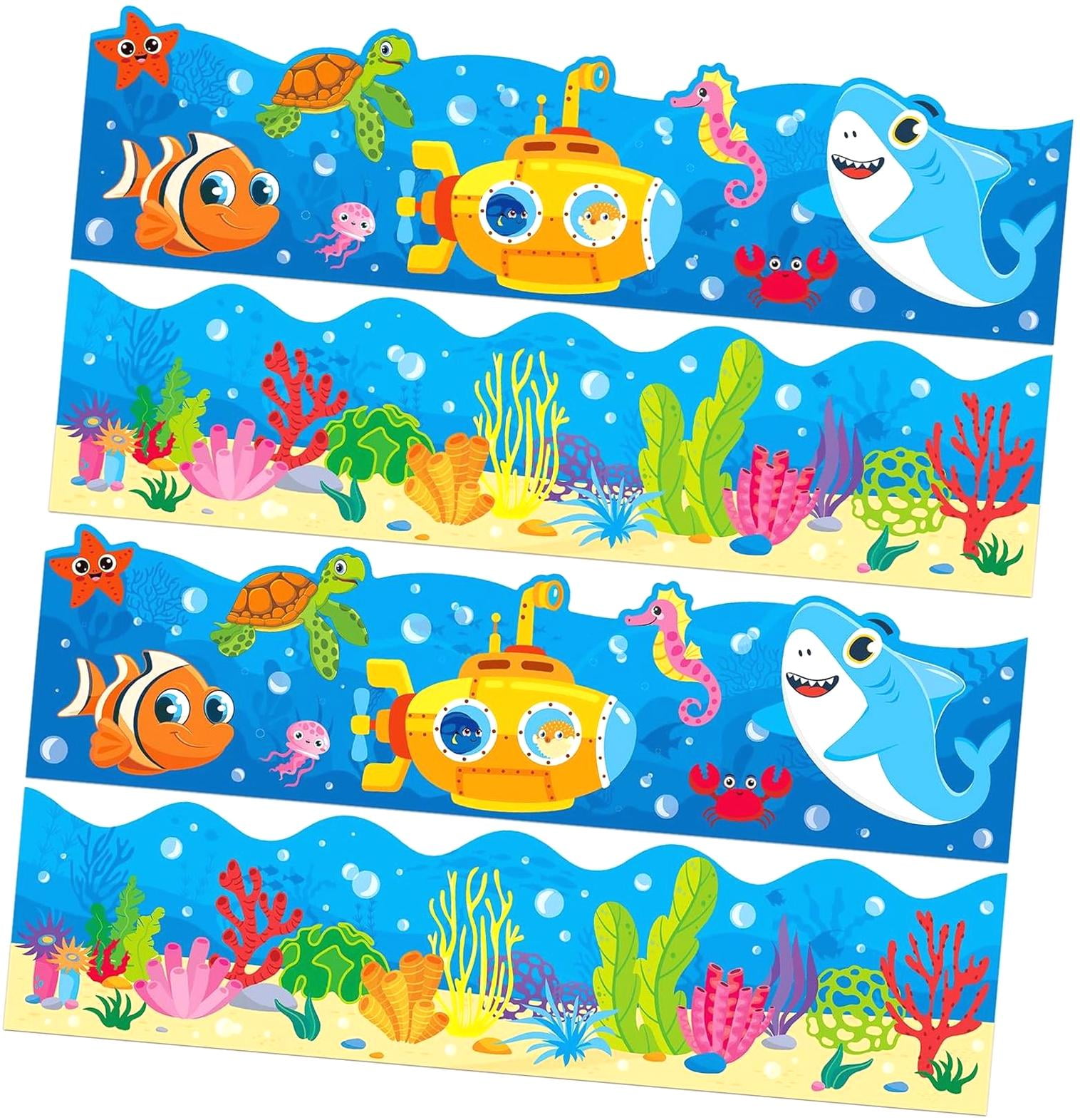 Fuliko 72 Feet Ocean Bulletin Board Borders Marine Life Trims for Under ...