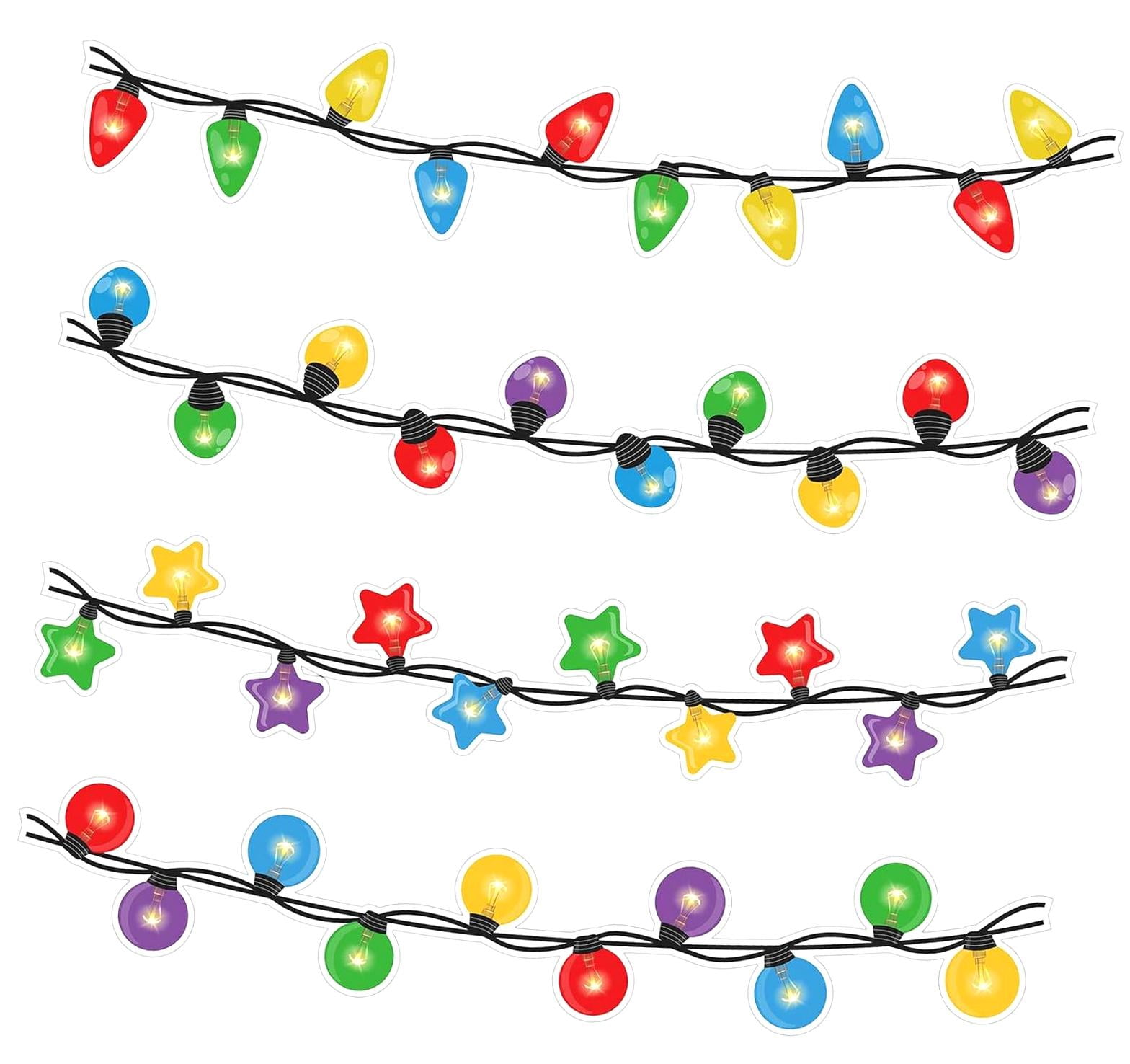 Fuliko 72 Pieces Christmas Bulletin Board Borders Trim with Light Bulb ...