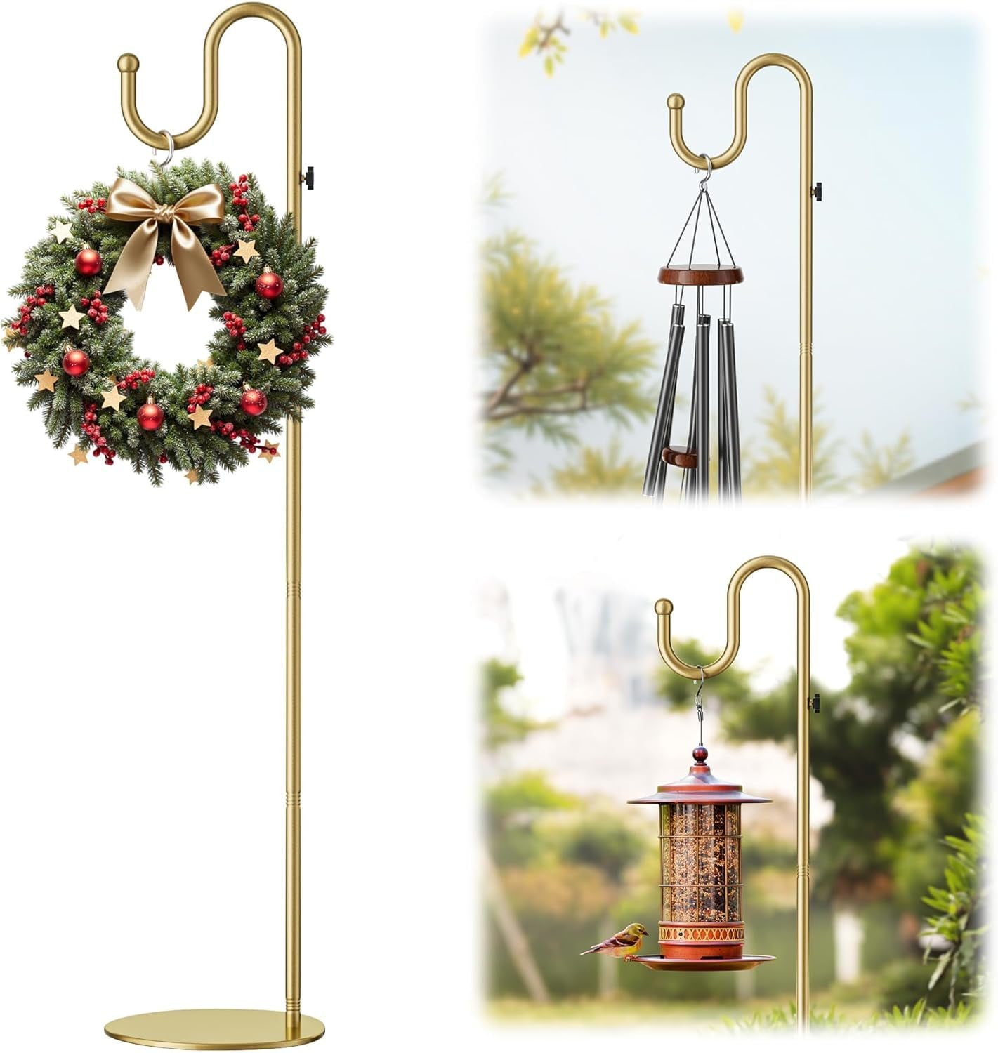 Fuliko 74" Shepherds Stand– Free Standing Pole Holder for Hanging Bird ...