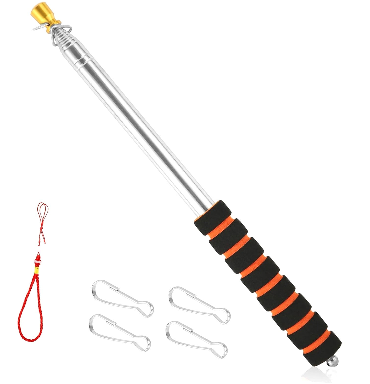 Fuliko 8.2ft Telescopic Handheld Flagpole, Extendable Banner Pole ...