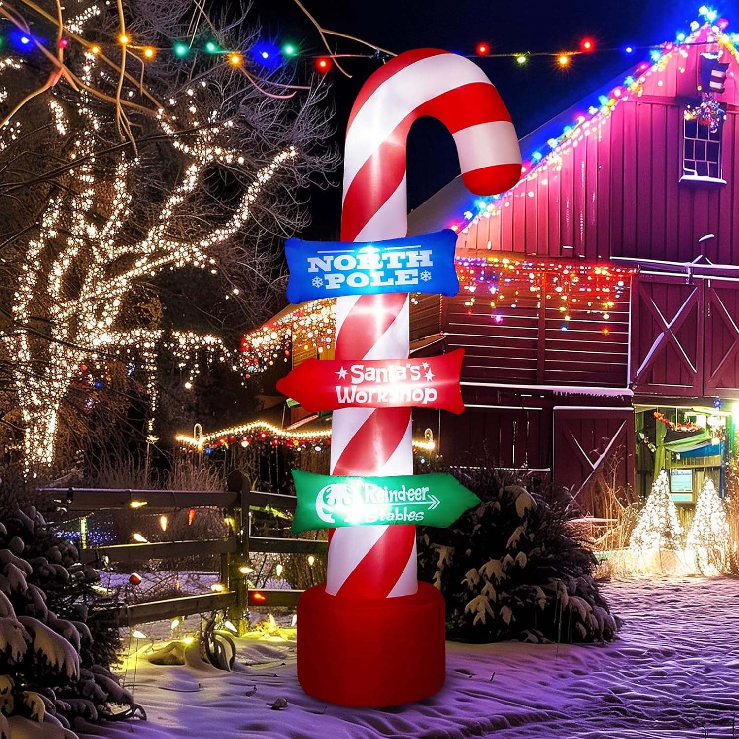 Fuliko 8 FT Stacking Sign Inflatables with Lights Blow Yard, Christmas ...