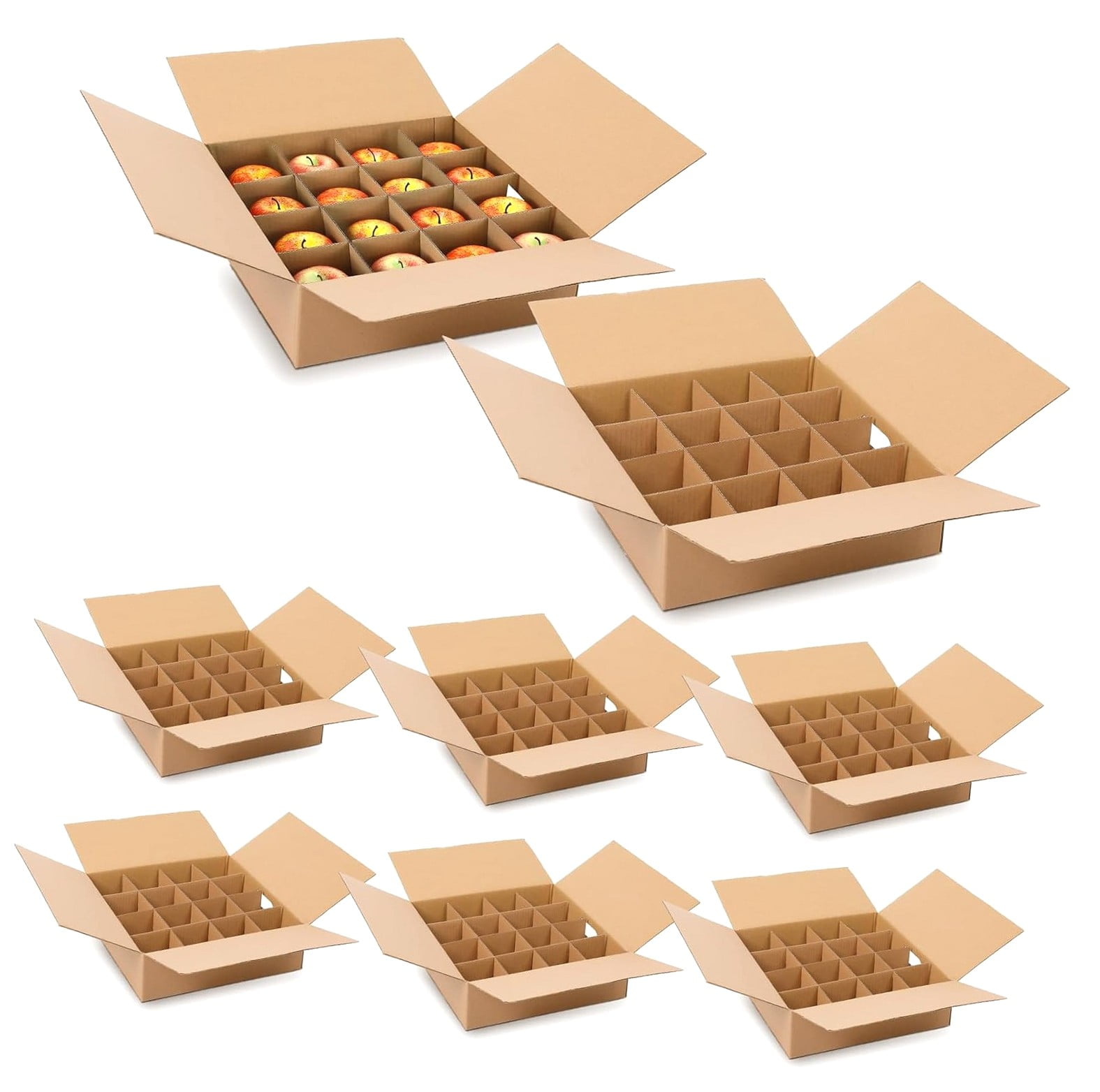 Fuliko 8 Sets Corrugated Cardboard Boxes with Cardboard Divider, 13 13 ...