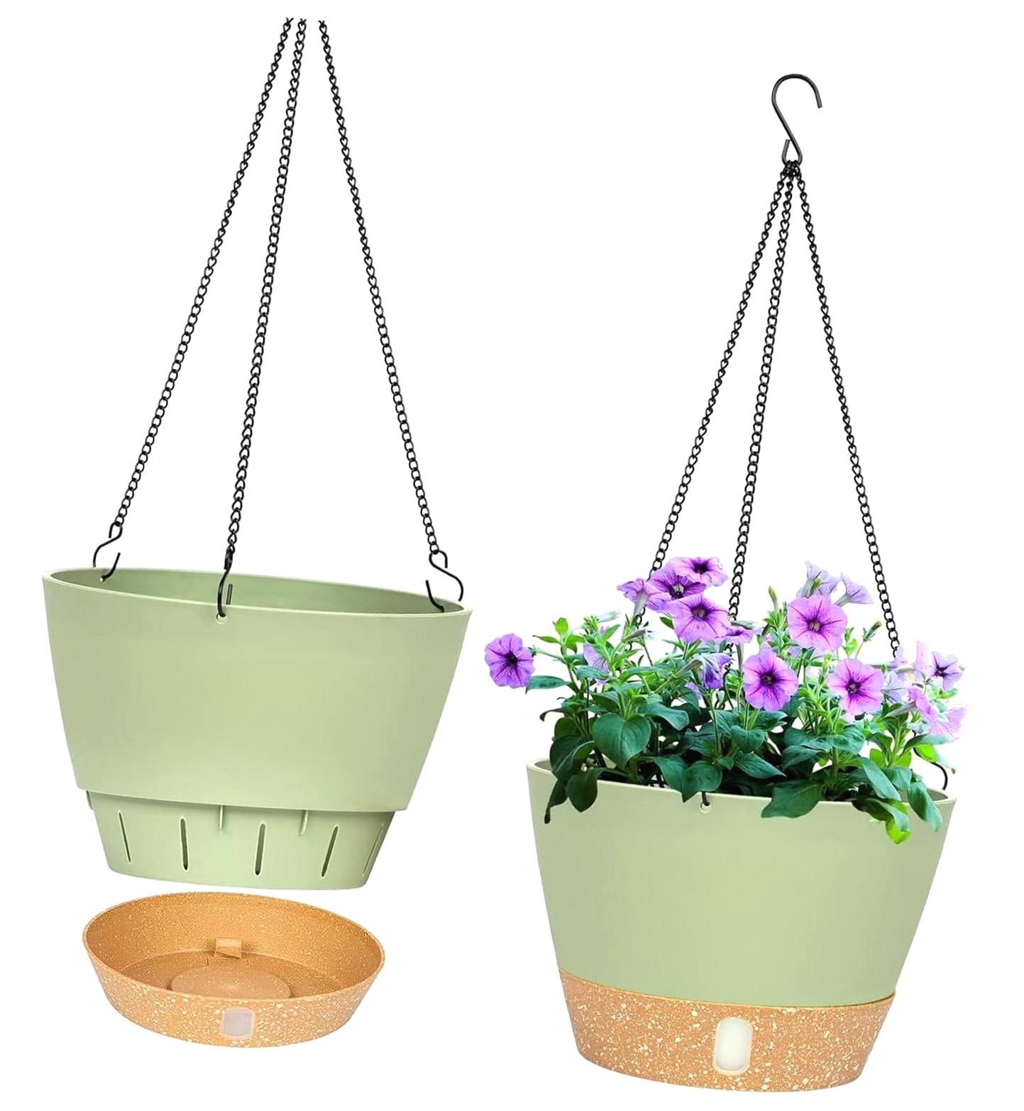 Fuliko 8 inch Hanging Planters for Indoor Plants, 2 Pack Self Watering ...