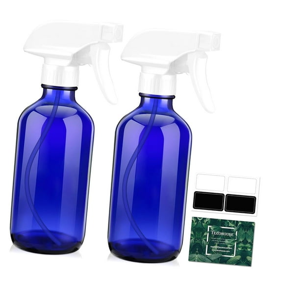 Fuliko 8 oz, Blue Small Empty Refillable Sprayer Container with Labels ...