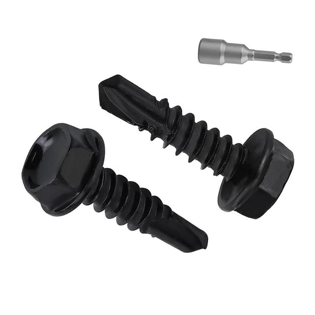 Fuliko #8 x 1/2" (100 pieces) Hex Washer Self Drilling Screws, 410 ...