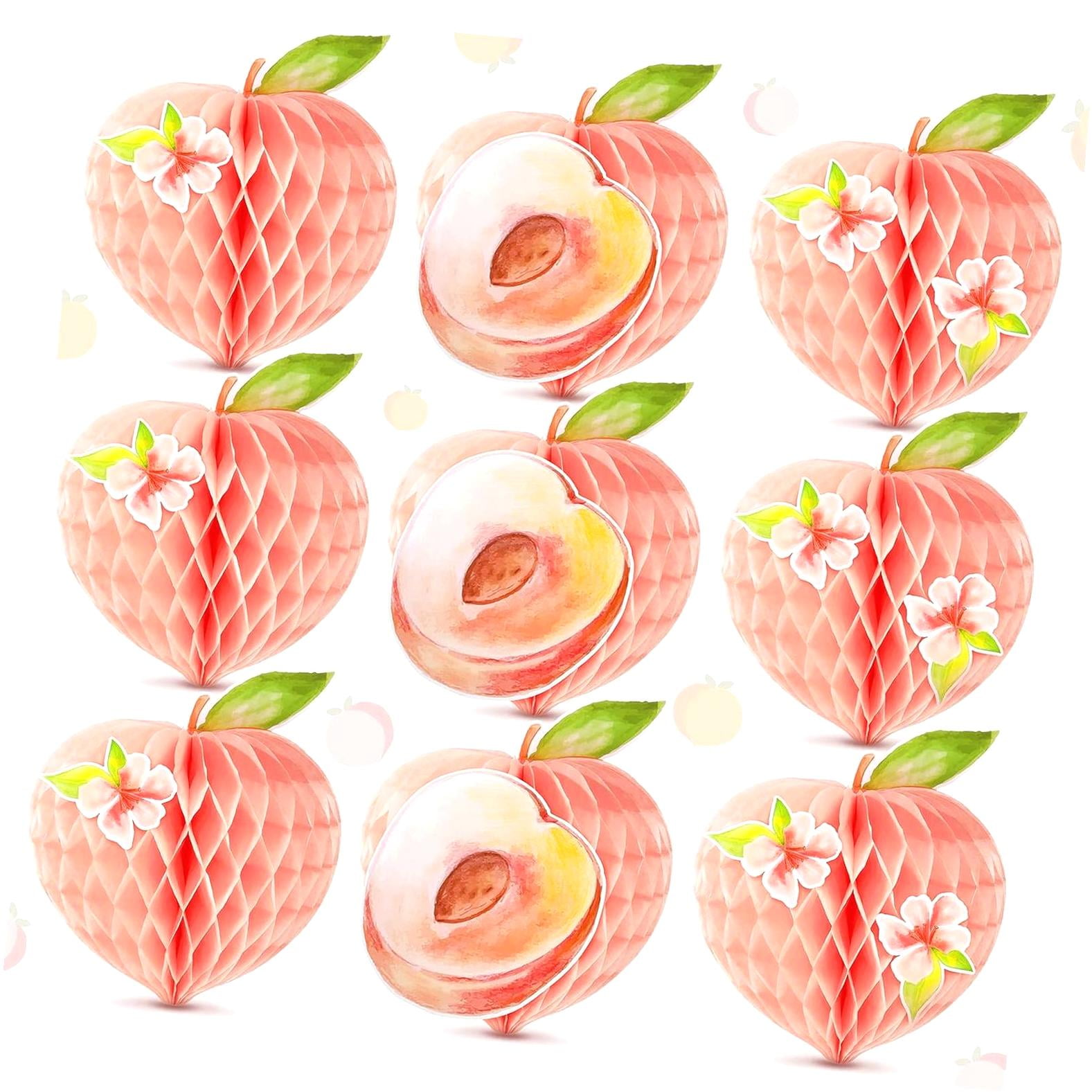 Fuliko 9 Pcs Peach Birthday Party Decorations Peach Honeycomb ...