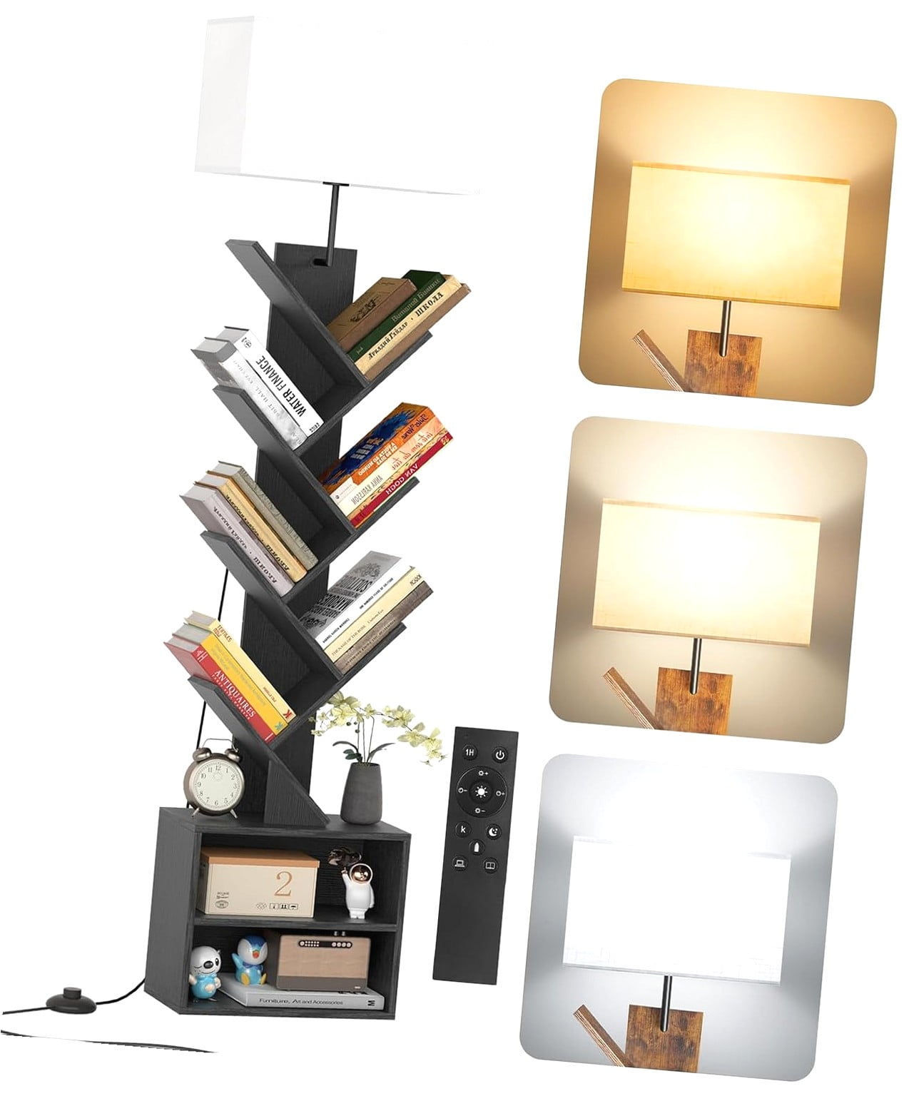 Fuliko 9 Tier Tree Bookshelf with Light, Remote, Timer Cabinet ...