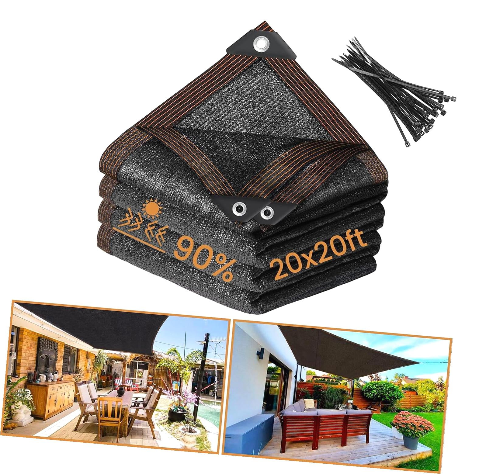 Fuliko 90% Shade Fabric- 20 x 20 FT Sun Protection Garden Fabric, UV ...