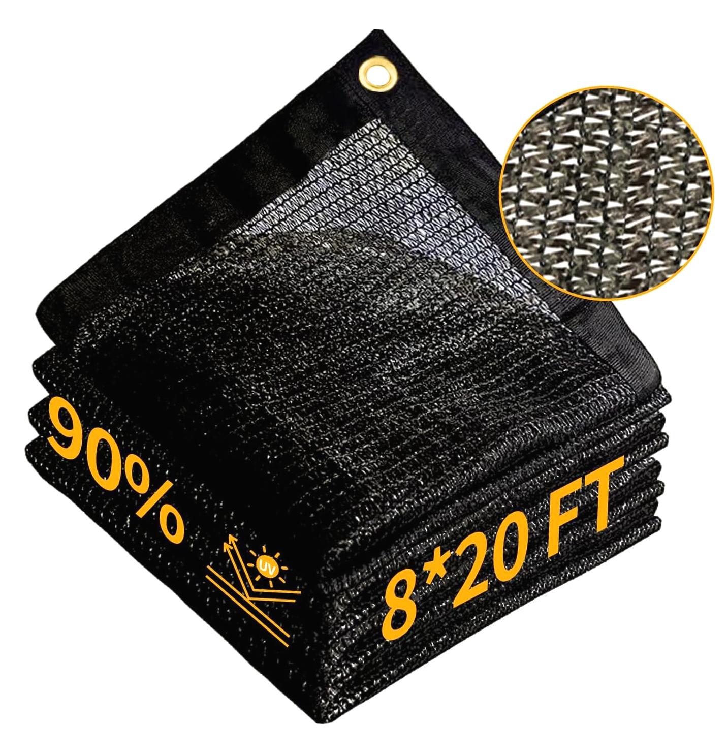 Fuliko 90% Shade Fabric, 8x20FT Sun Protection Cloth with Grommets for ...