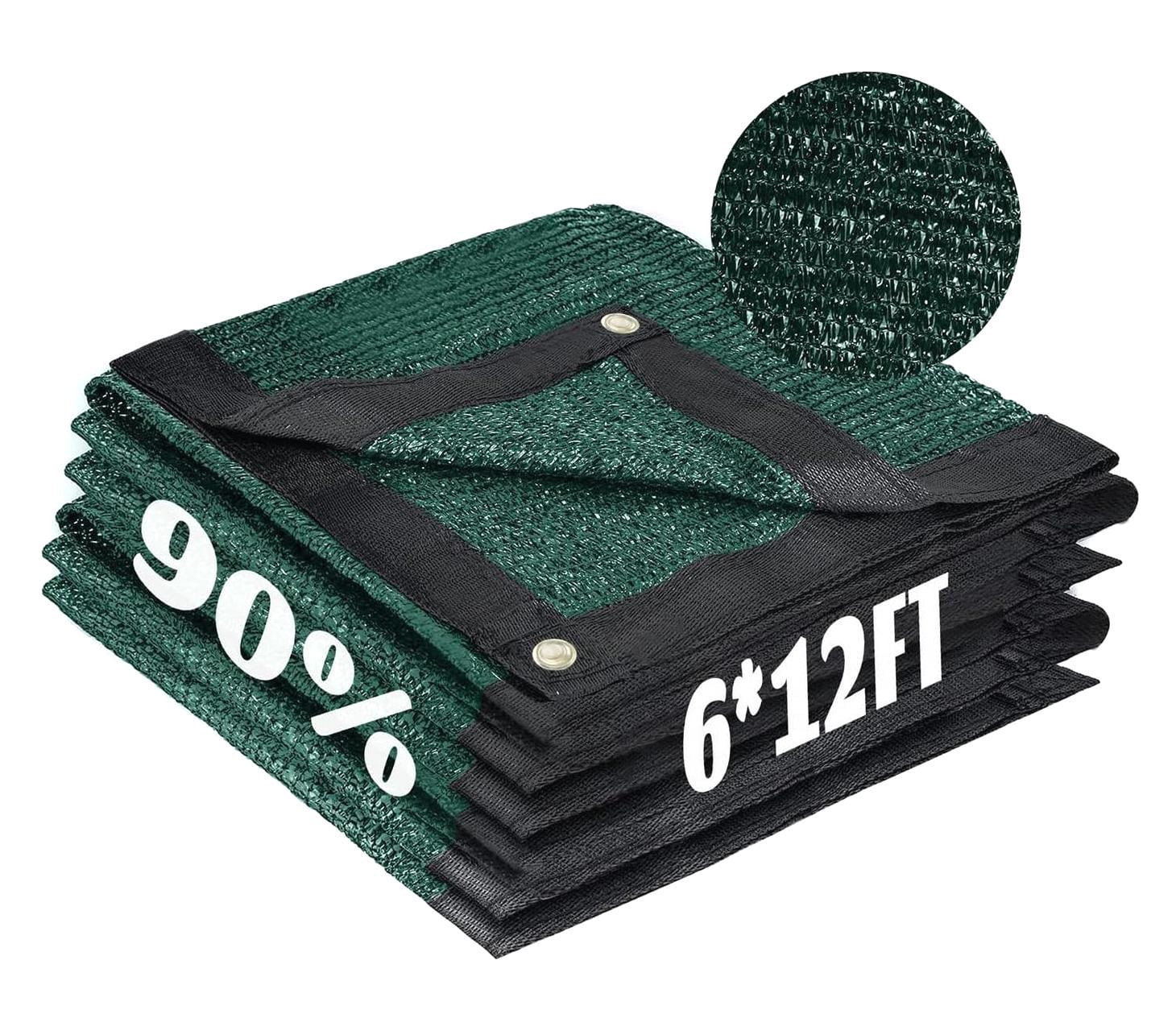 Fuliko 90% Sun Shade Mesh Tarp with Grommets, 6x12ft, for Garden ...