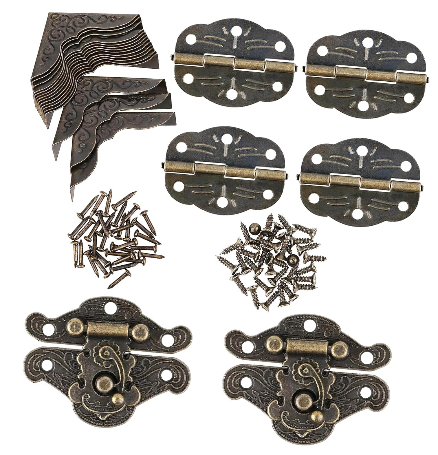 Fuliko 96 Piece Engraved Hasp Small Hinges for Wooden Jewelry Box Right ...