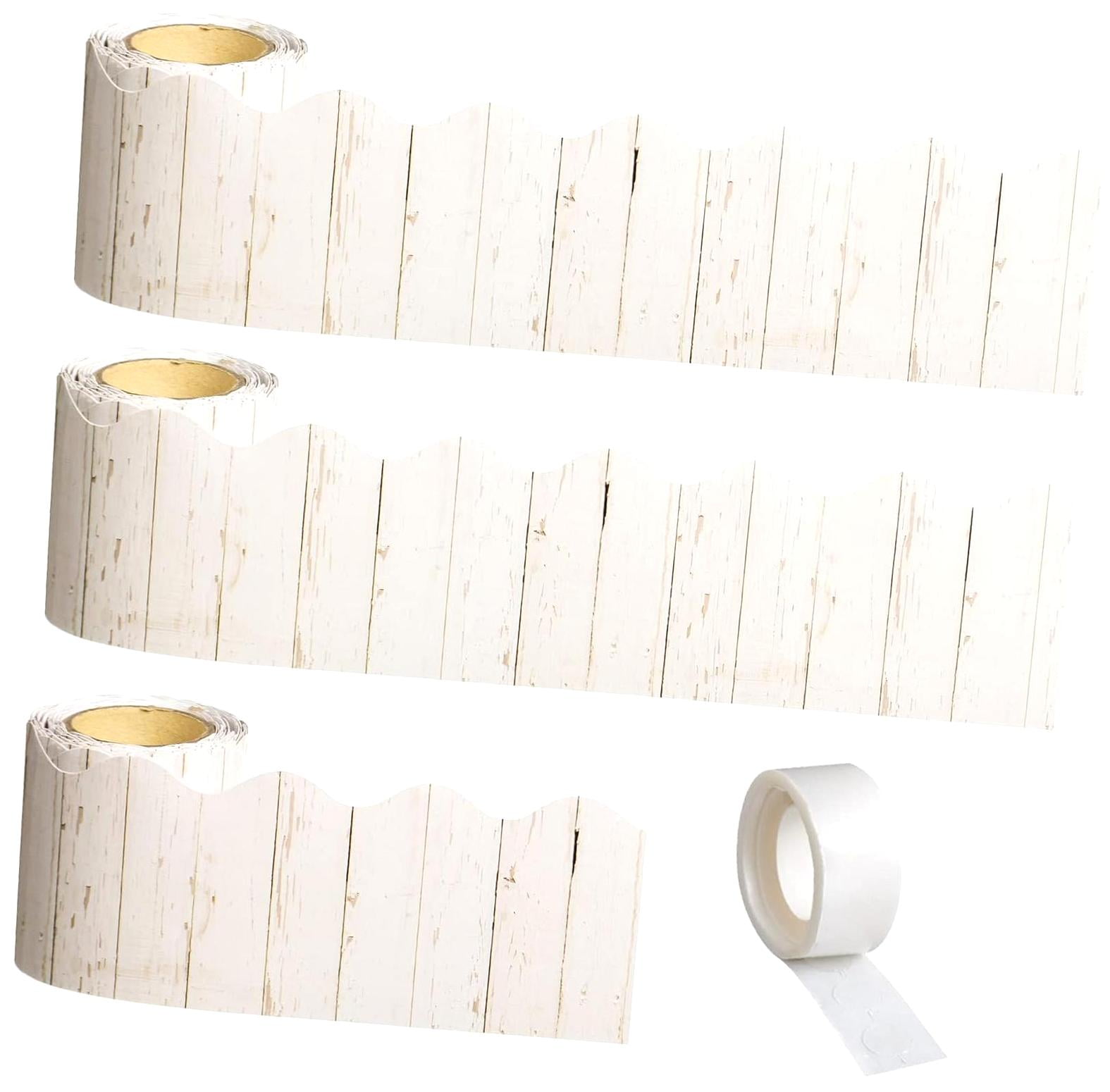 Fuliko 99 Feet White Wood Bulletin Board Border 3 Rolls Rustic ...