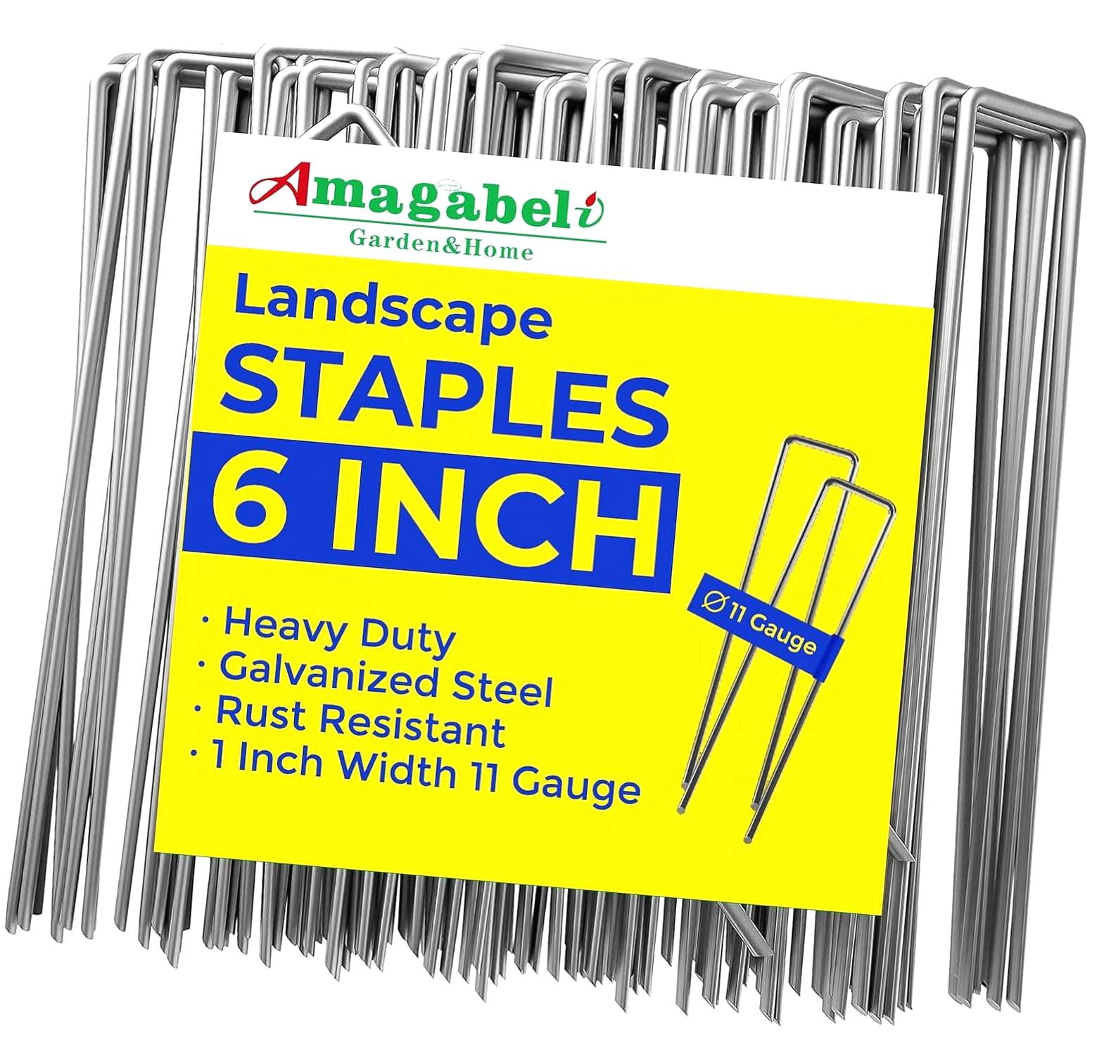Fuliko AMAGABELI GARDEN & 50 Pack Galvanized Landscape Staples 6 Inch ...