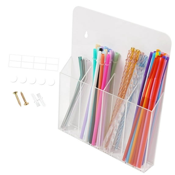 Fuliko Acrylic Straw Holder for Cabinet Door Large 12" Tumbler Drinking ...