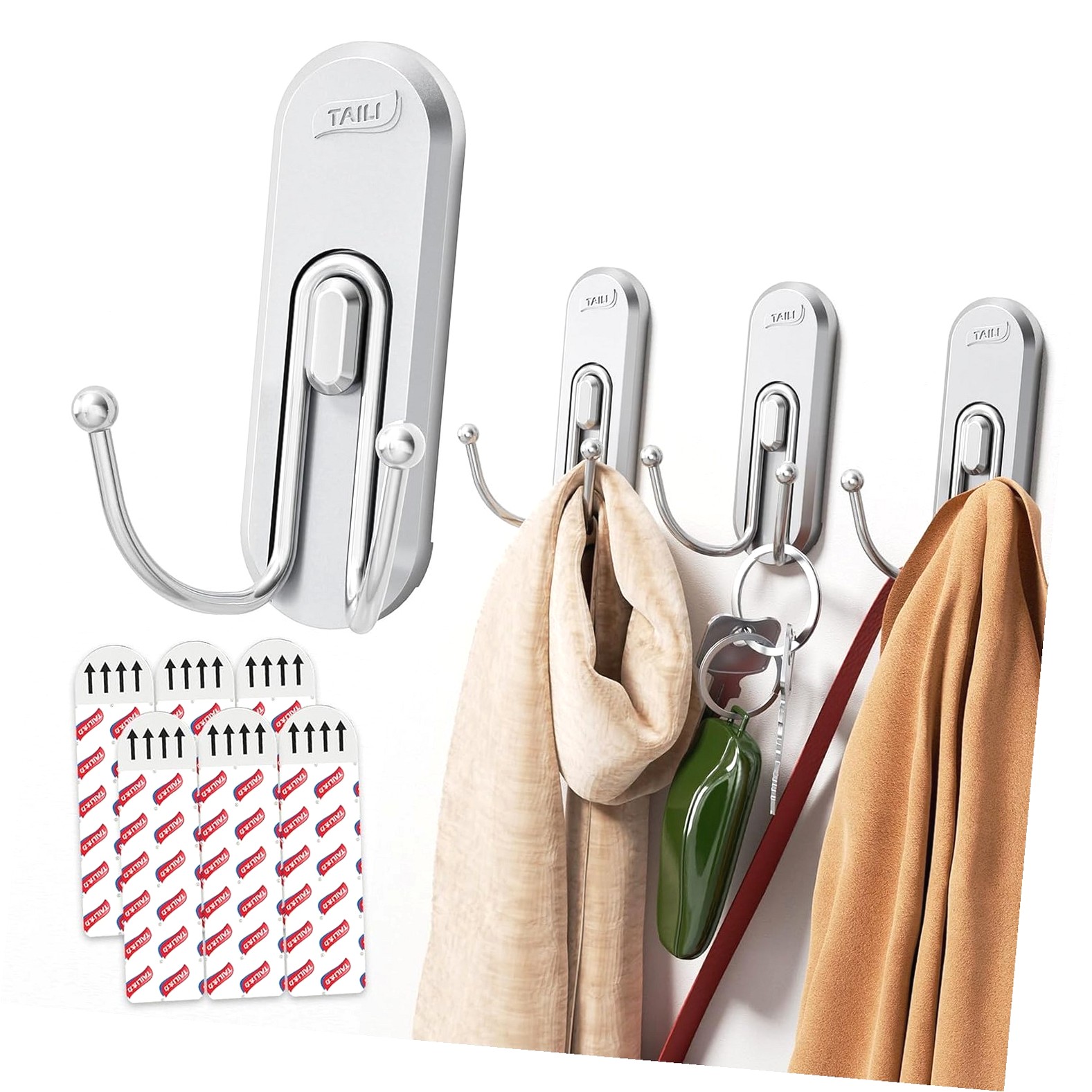 Fuliko Adhesive for Hanging, 4 Coat 6 Strips, No-Drill Removable Large ...