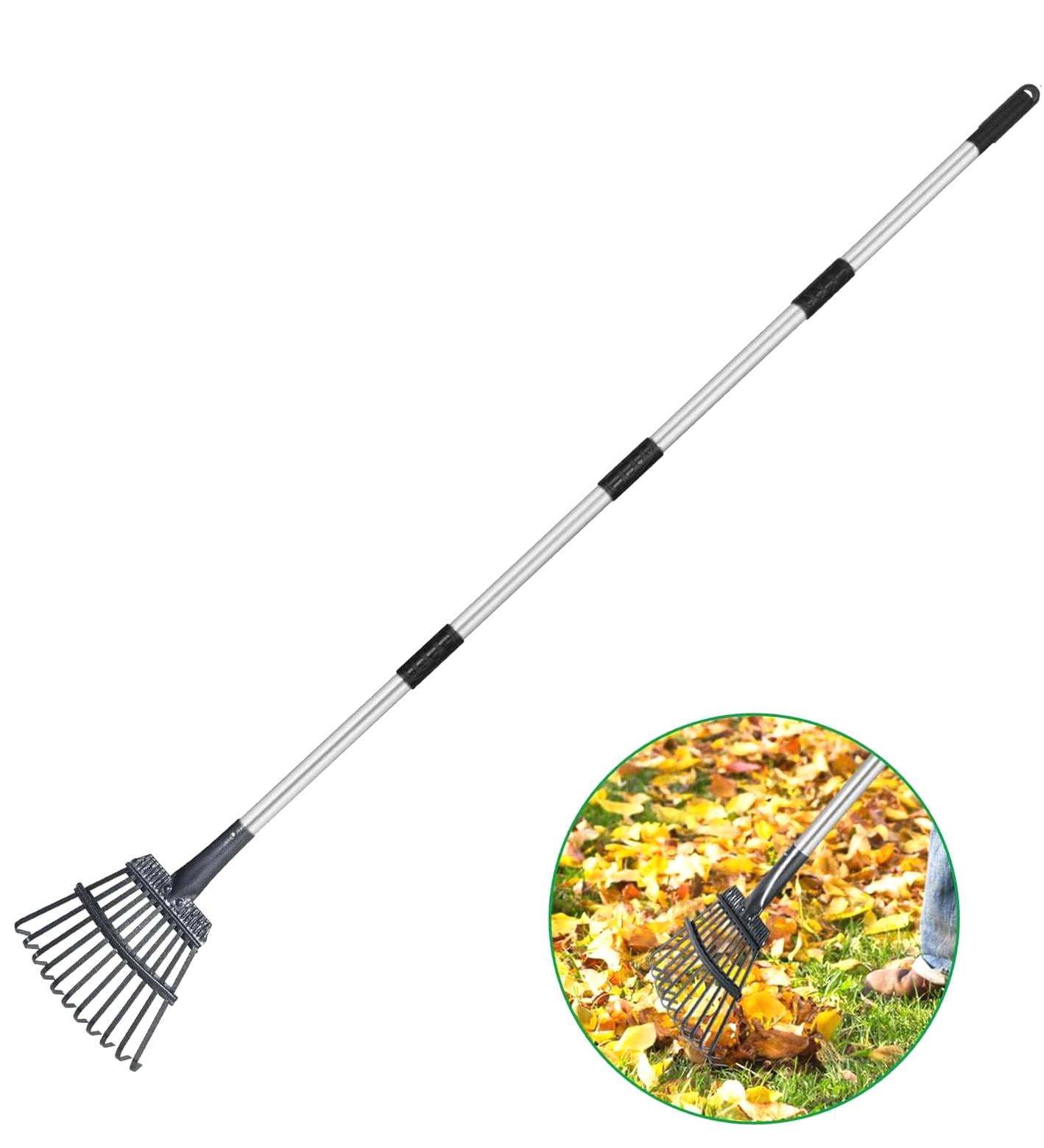 Fuliko Adjustable Leaf Rake, 8'' Wide Metal Rake, Ideal for Shrubs ...