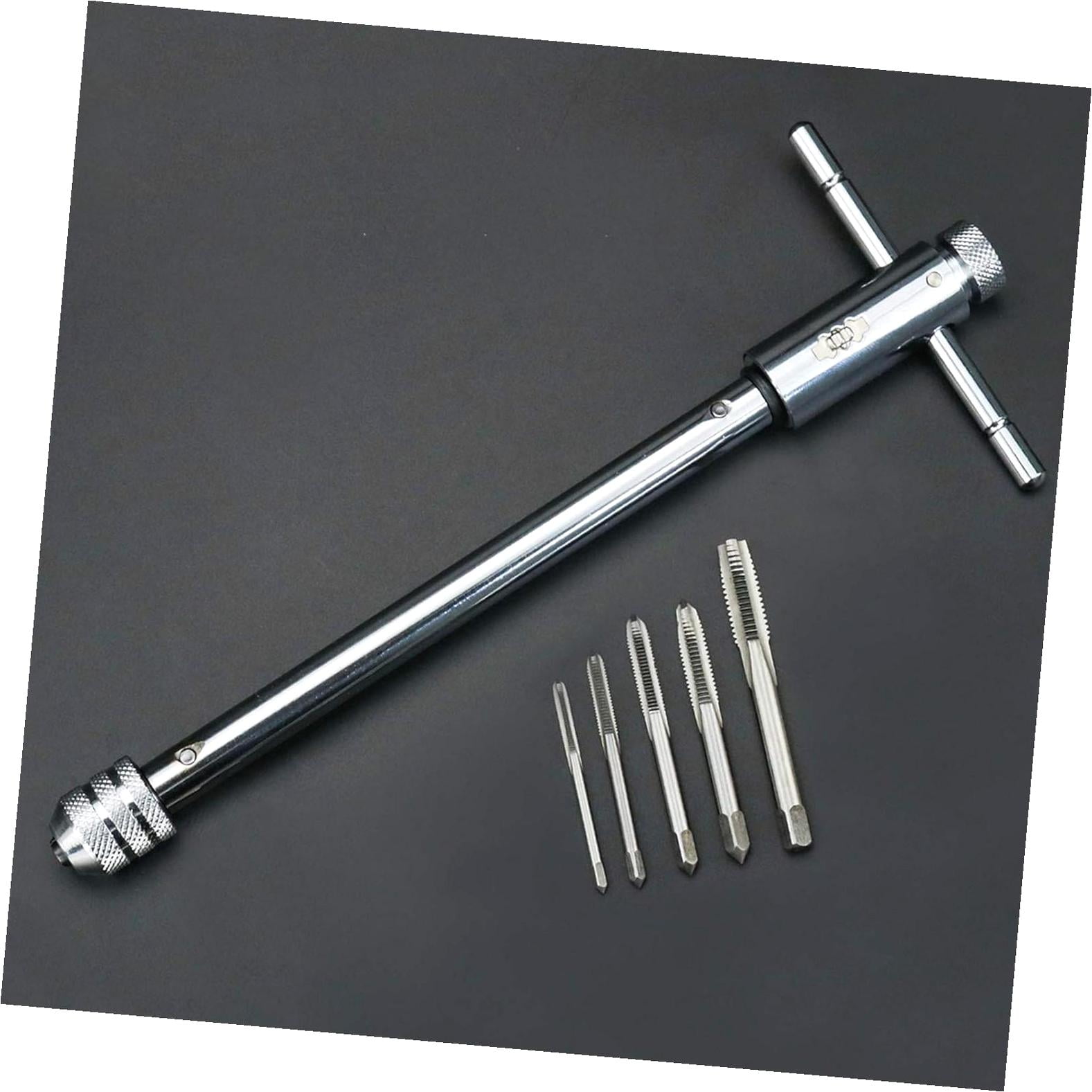 Fuliko Adjustable T-Handle Ratchet Tap Wrench + 5pc M3 M4 M5 M6 M8 Metric Thread Taps, Dual ...