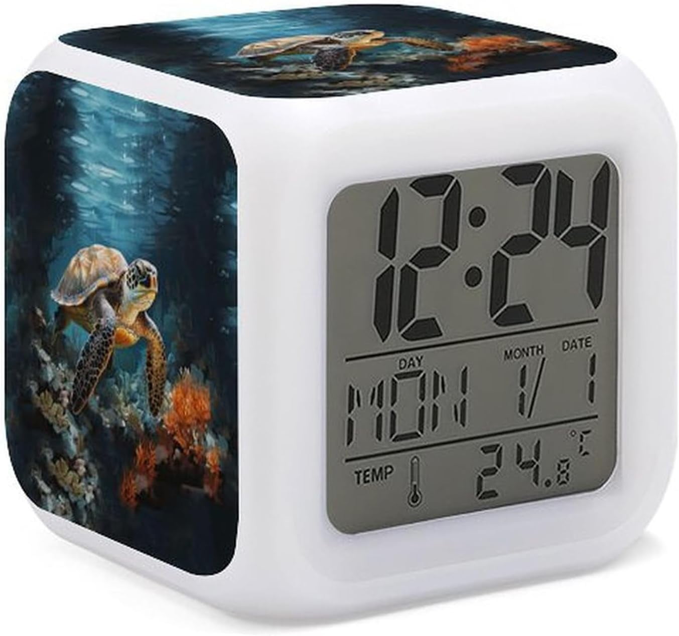 Fuliko Alarm Clock 7 Color Changing Wake Clock Decor Bedroom with ...