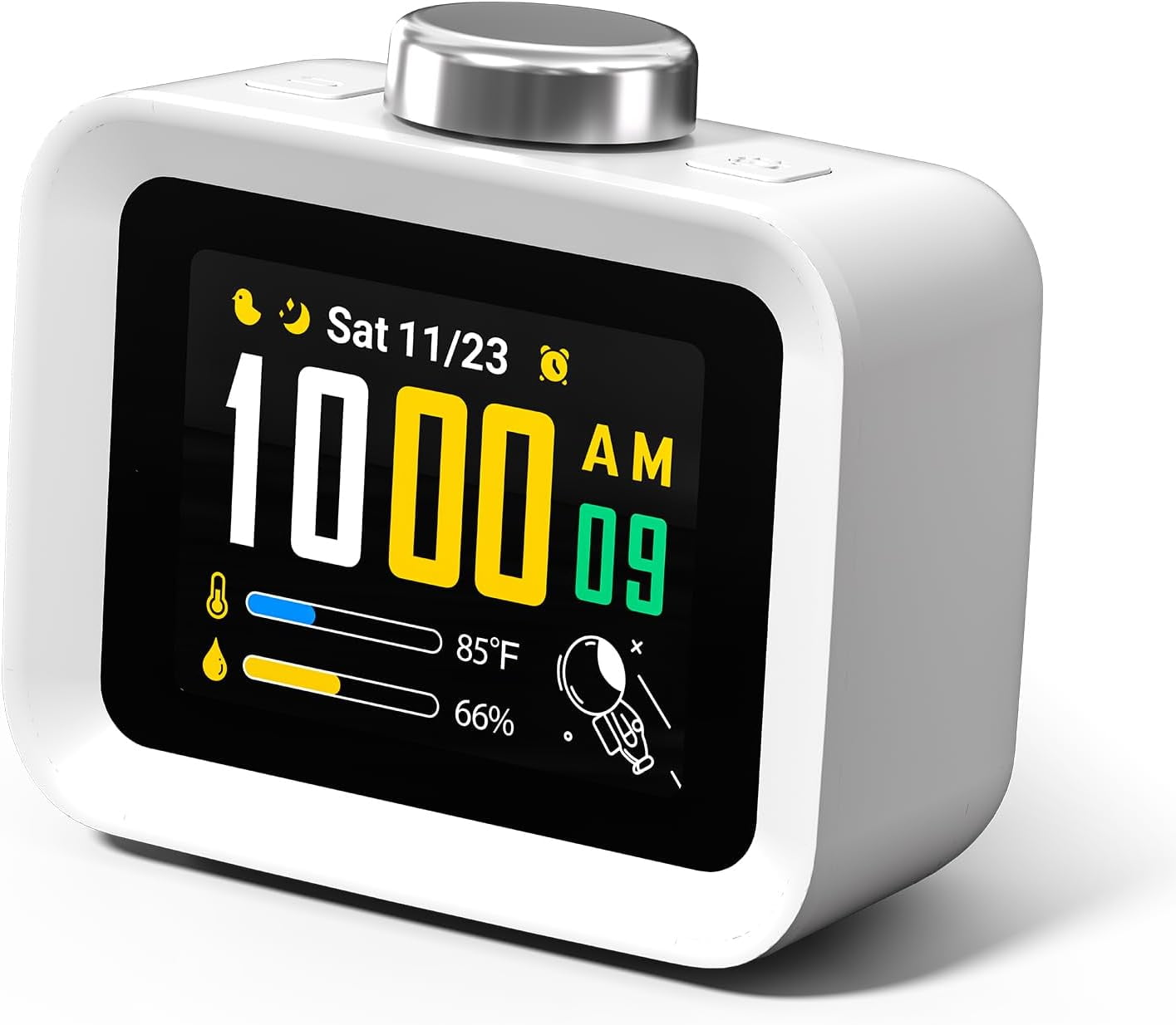 Fuliko Alarm Clock, LCD Display with 8 Visual Themes, 4 Alarms with 30 White Noise Options for ...