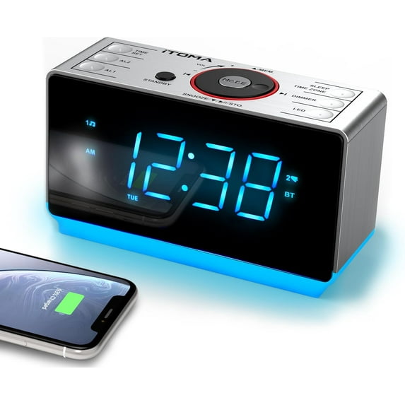 Fuliko Alarm Clock Radio with Bluetooth Speaker, Radio, Dual Alarm with ...
