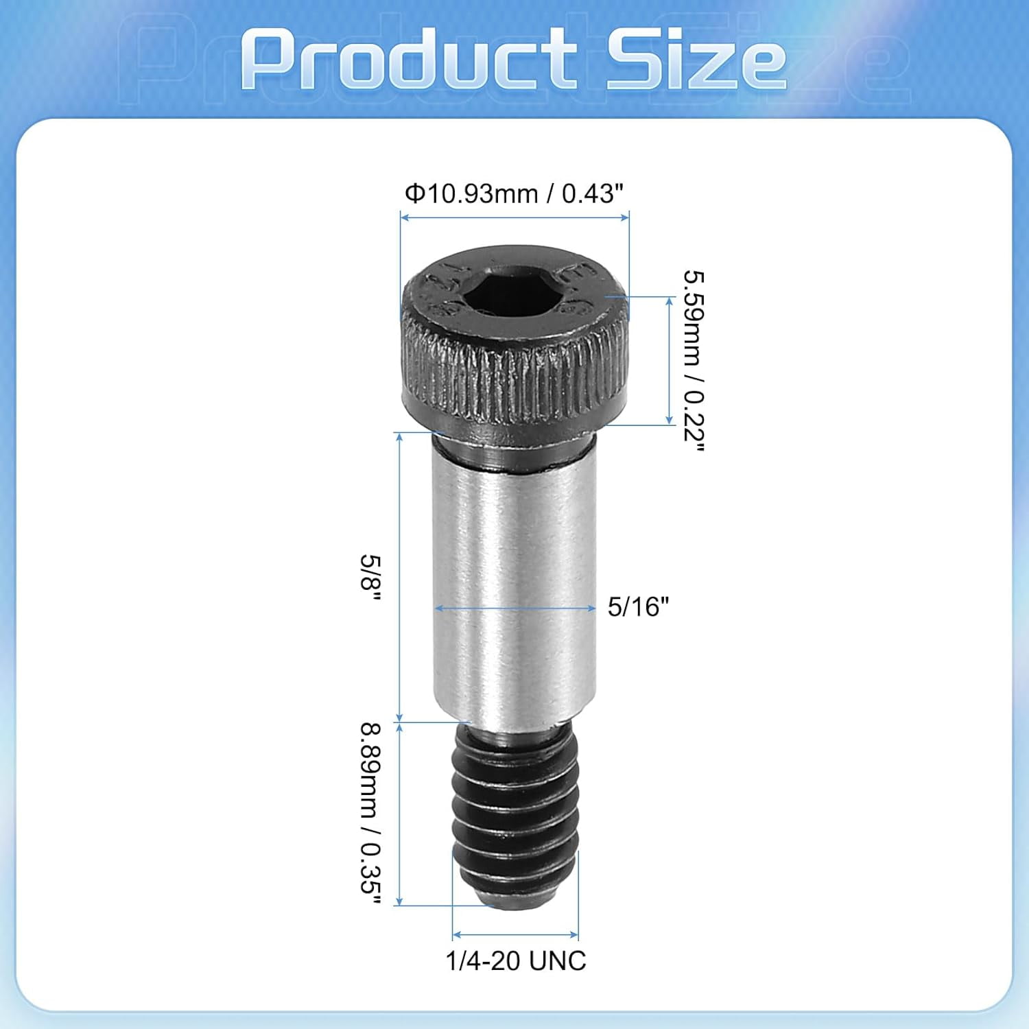 Fuliko Alloy Steel Hex Socket Shoulder Screws, 1" Shoulder Length, 1/2 ...