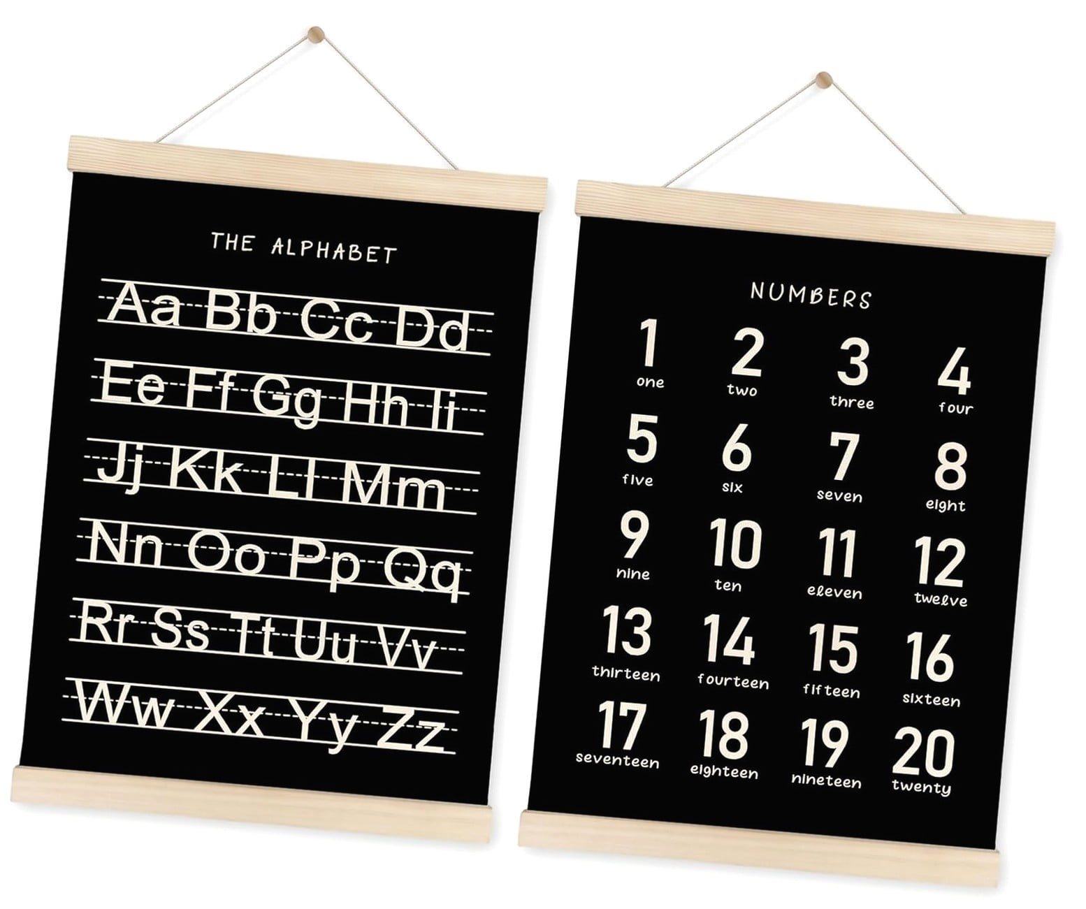 Fuliko Alphabet Numbers Poster Hanger Frame Set of 2, Nursery Wall ...