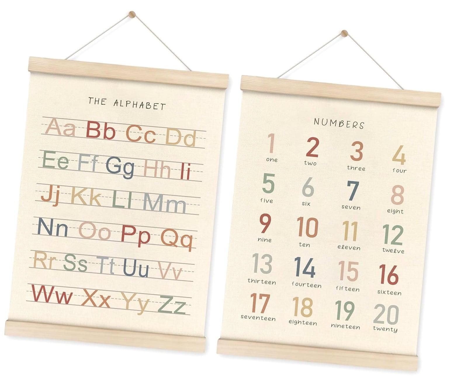 Fuliko Alphabet Numbers Poster Hanger Frame Set of 2, Nursery Wall ...