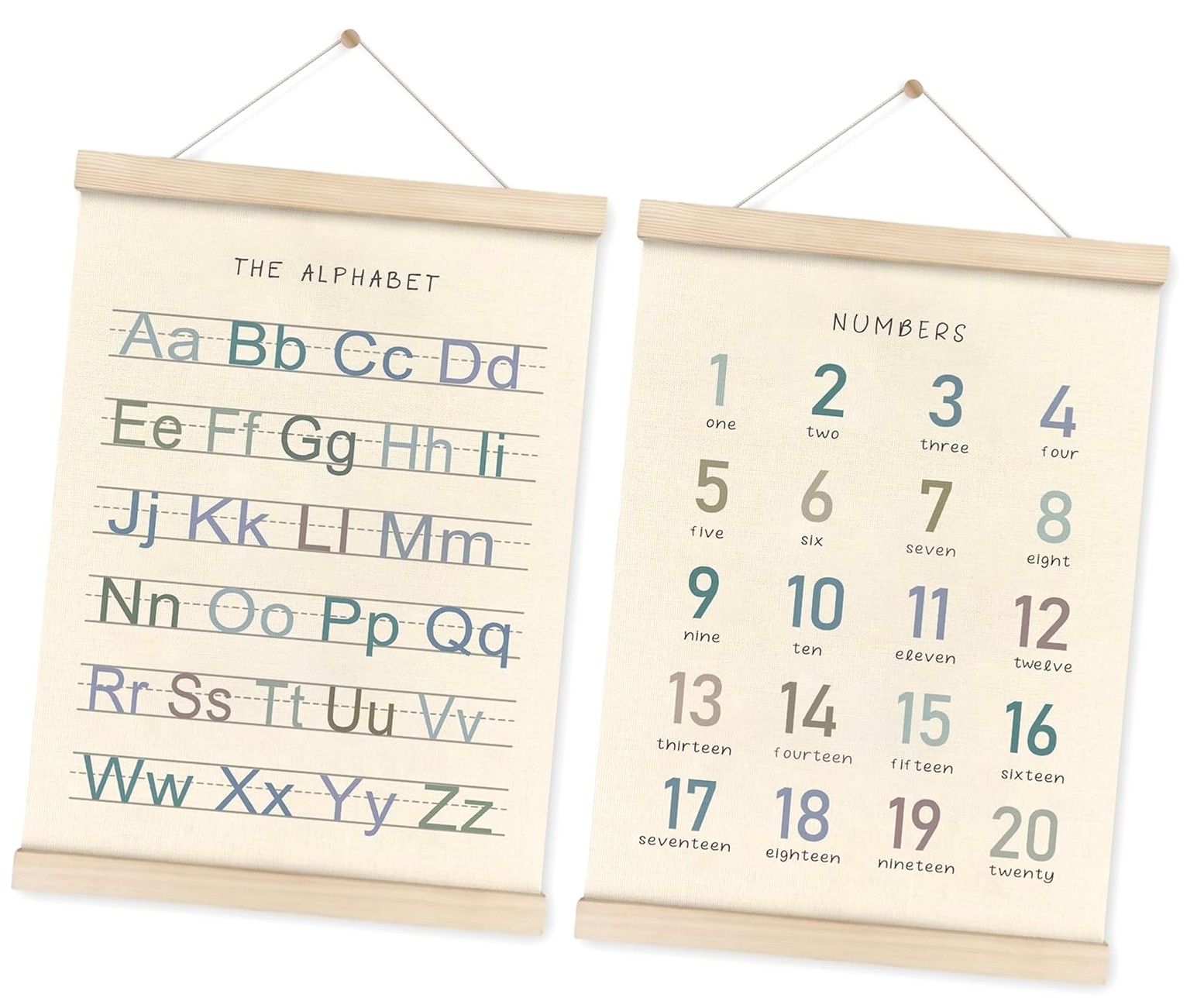 Fuliko Alphabet Numbers Poster Hanger Frame Set of 2, Nursery Wall ...