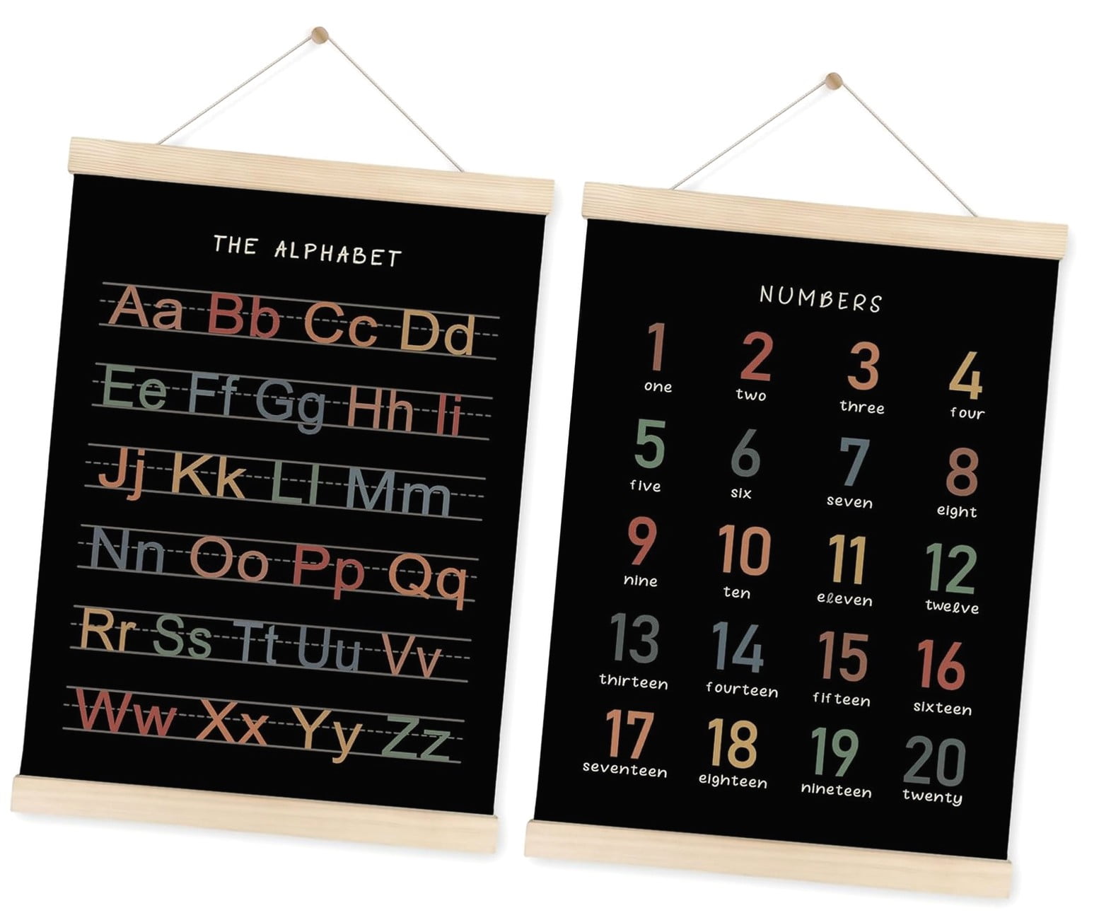 Fuliko Alphabet Numbers Poster Hanger Frame Set of 2, Nursery Wall ...