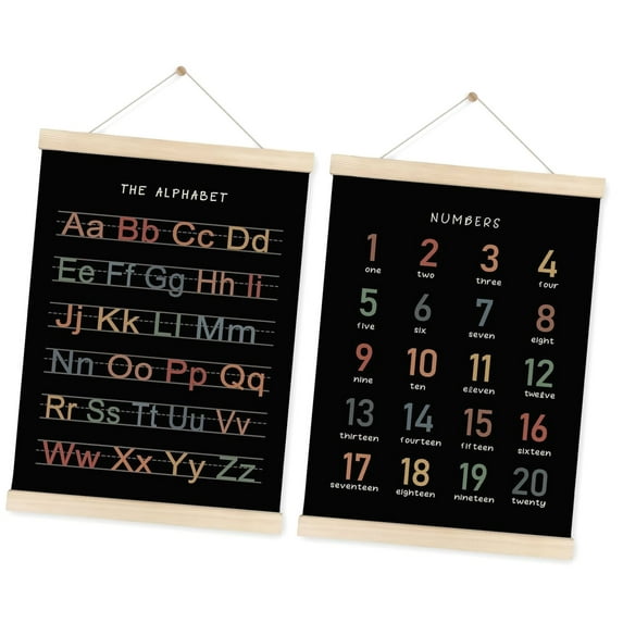 Fuliko Alphabet Numbers Poster Hanger Frame Set of 2, Nursery Wall ...