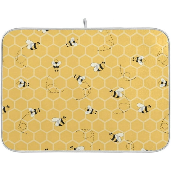 Fuliko Amusing Bees Honey Dish Drying Mat 16x18 for Kitchen, Yellow ...