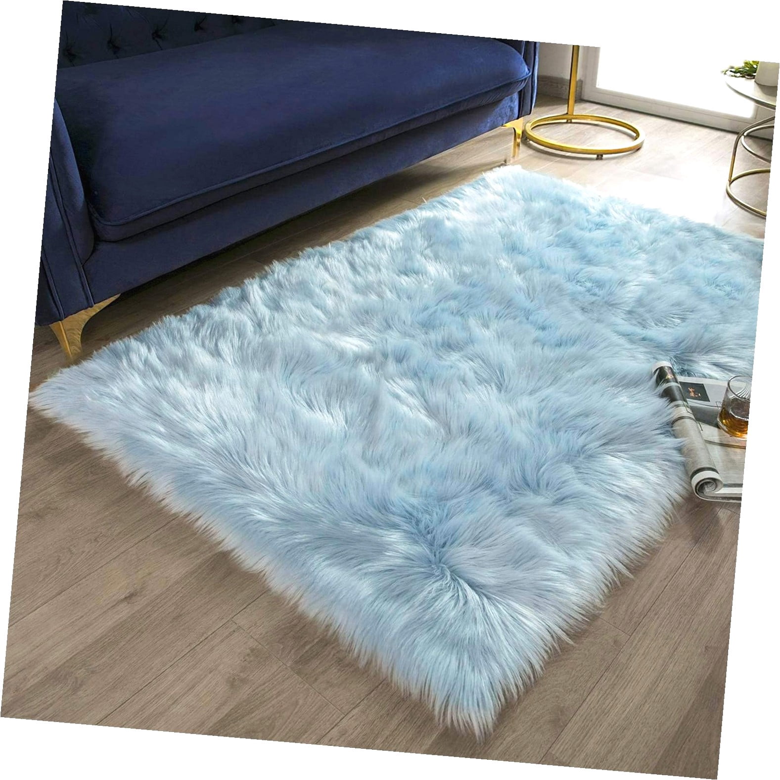 Fuliko Ashler Faux Rug, Shaggy Area Rug Soft 3.5 Feet Rectangle Rug ...