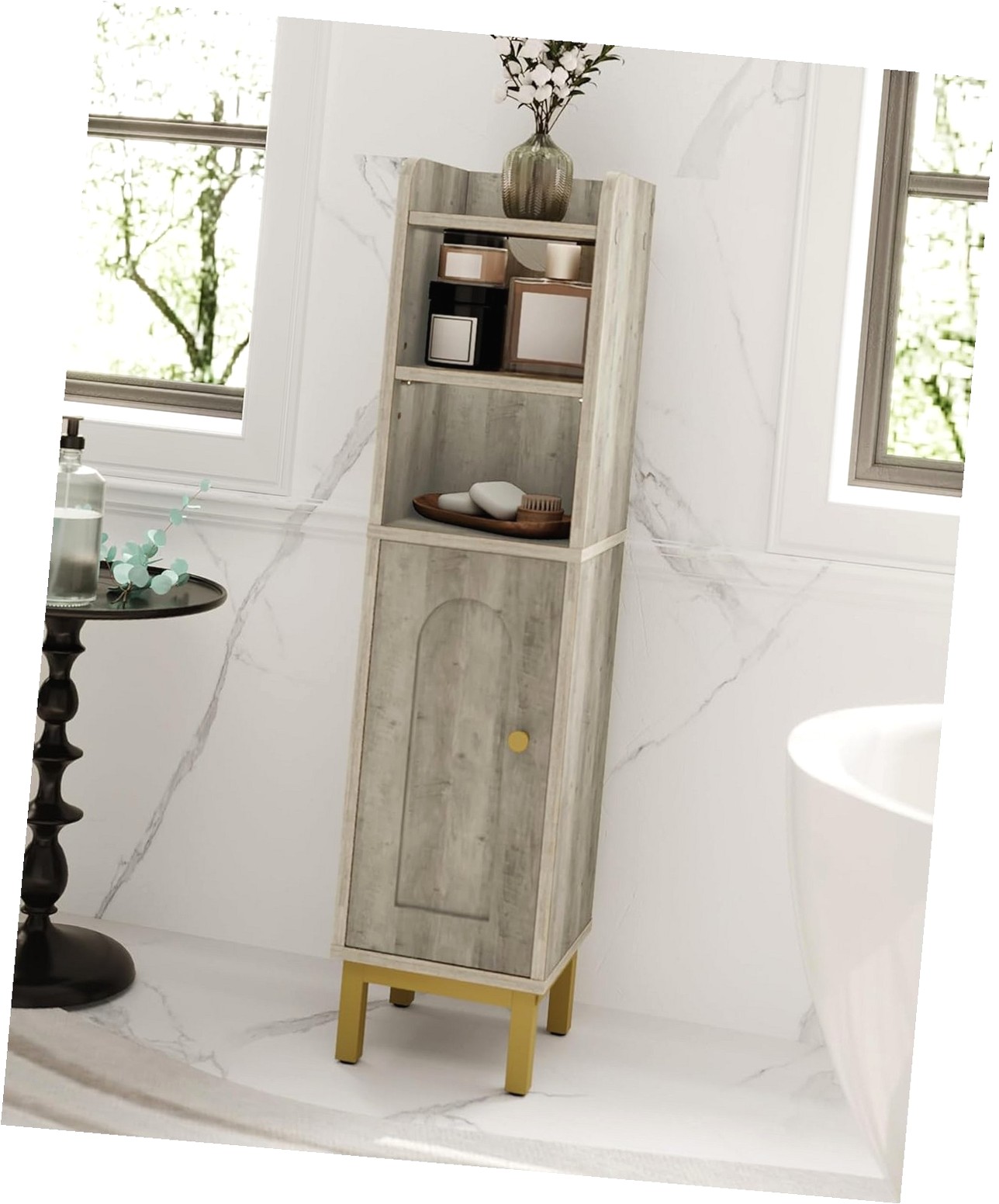 Fuliko Bathroom Storage Cabinet, Small Corner Floor Cabinet with Door ...