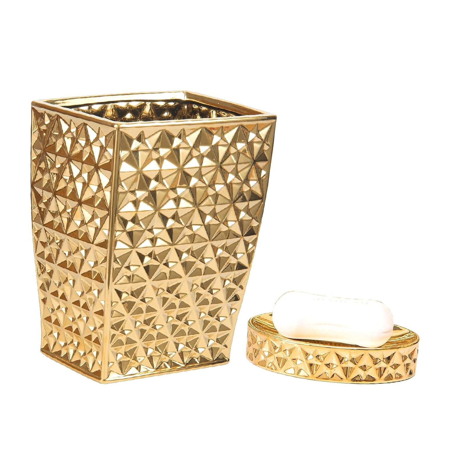 Fuliko Bathroom Waste Bin and Ceramic Soap Dish, Design, to Clean, 2 ...