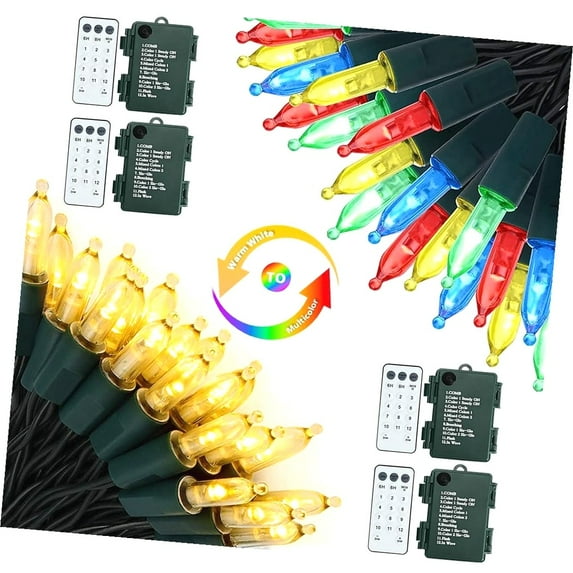 Fuliko Battery Christmas Lights 4 Pack, 17ft 50 Dual Color Changing ...