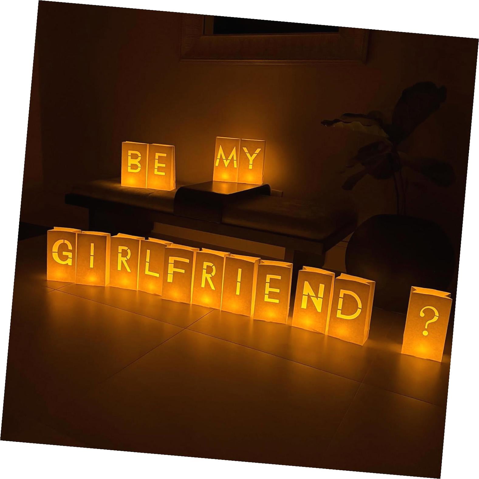Fuliko "Be My Girlfriend? Illuminated Letters with Tea Lights Candles ...