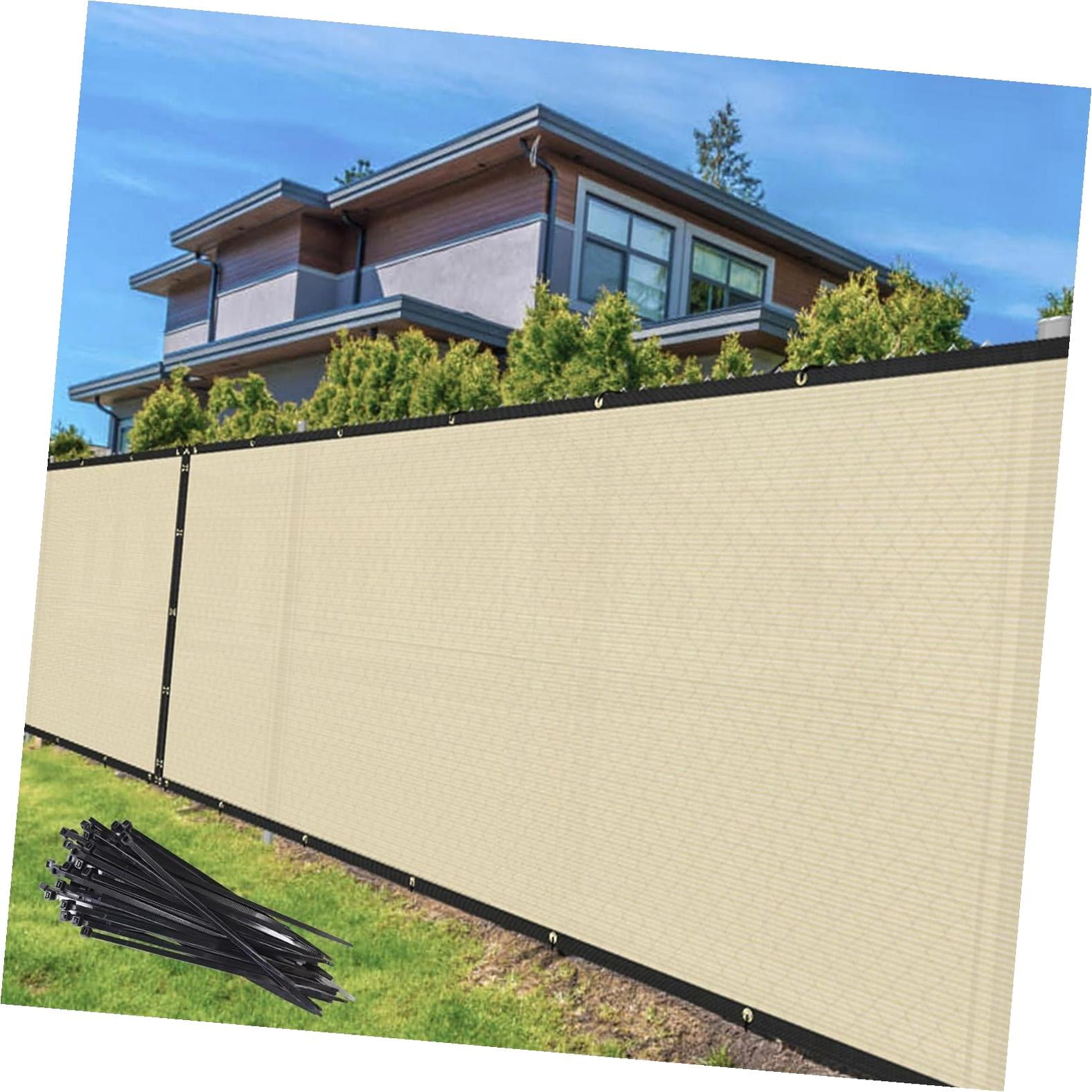 Fuliko Beige Privacy Fence Screen, 4 Feet by 12 Feet, Shade Cloth with ...