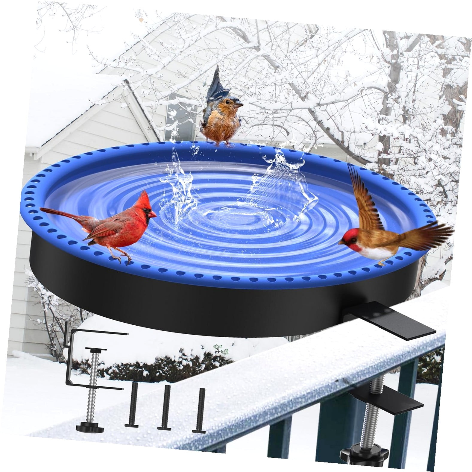 Fuliko Bird Heater, 100W Thermostatically Controlled Bird Baths Bowl ...