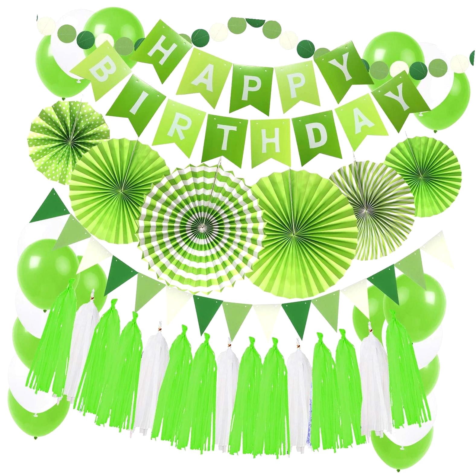 Fuliko Birthday Party Decoration, Happy Birthday Banner with Paper Fans ...
