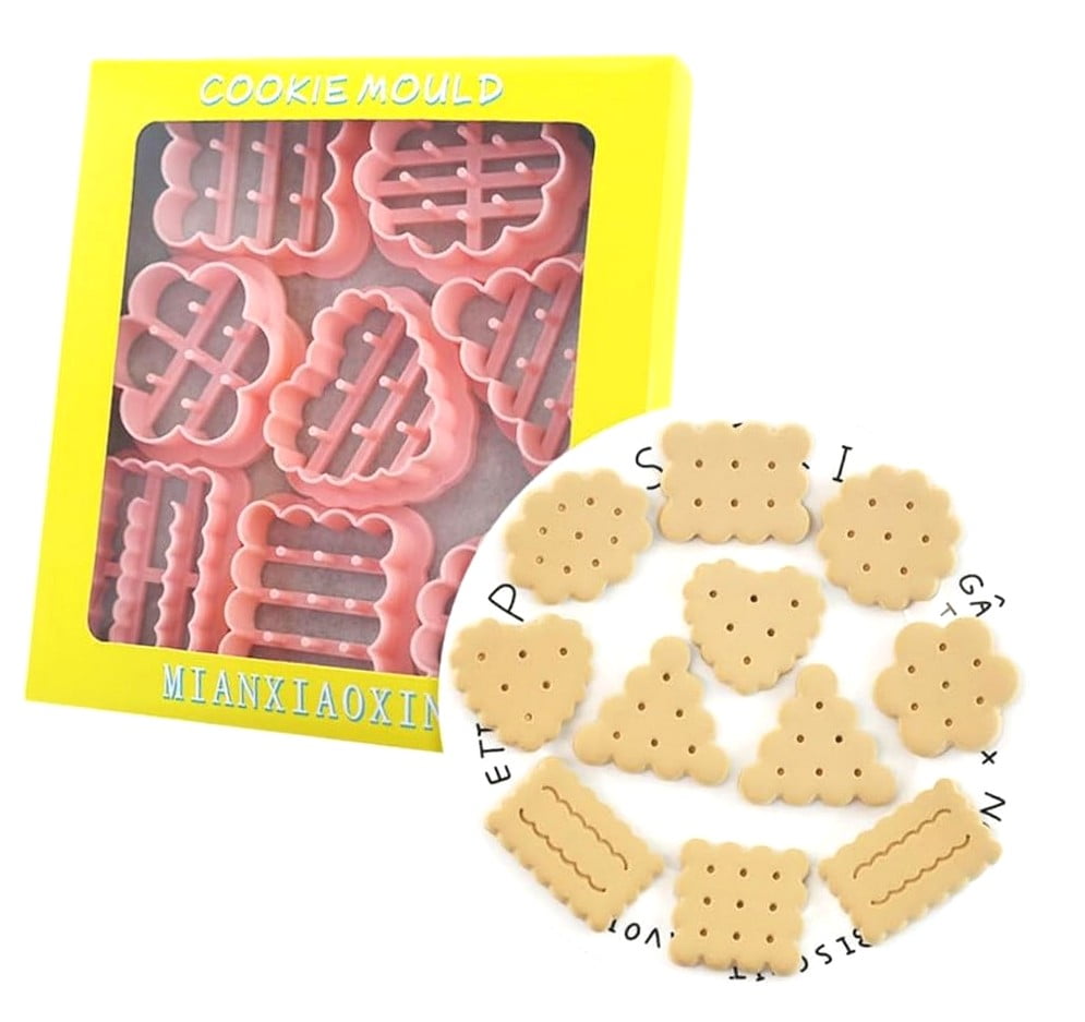 Fuliko Biscuit Molds, 3D Cookies Press, Heart Shape, 8 Pieces Triangle ...