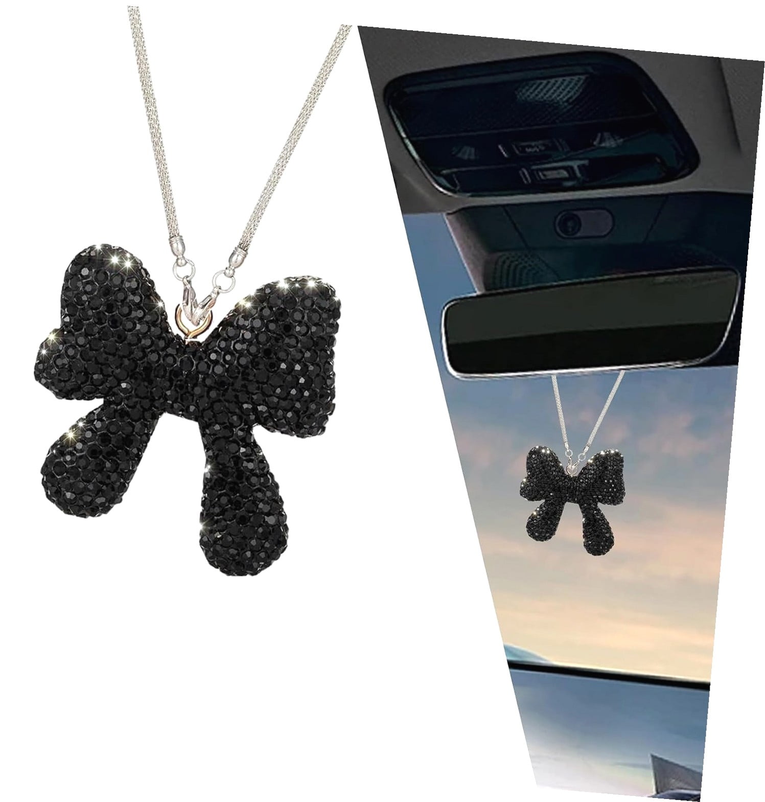 Fuliko Bling Car Rearview Mirror Hanging Ornament, Attractive Rearview ...